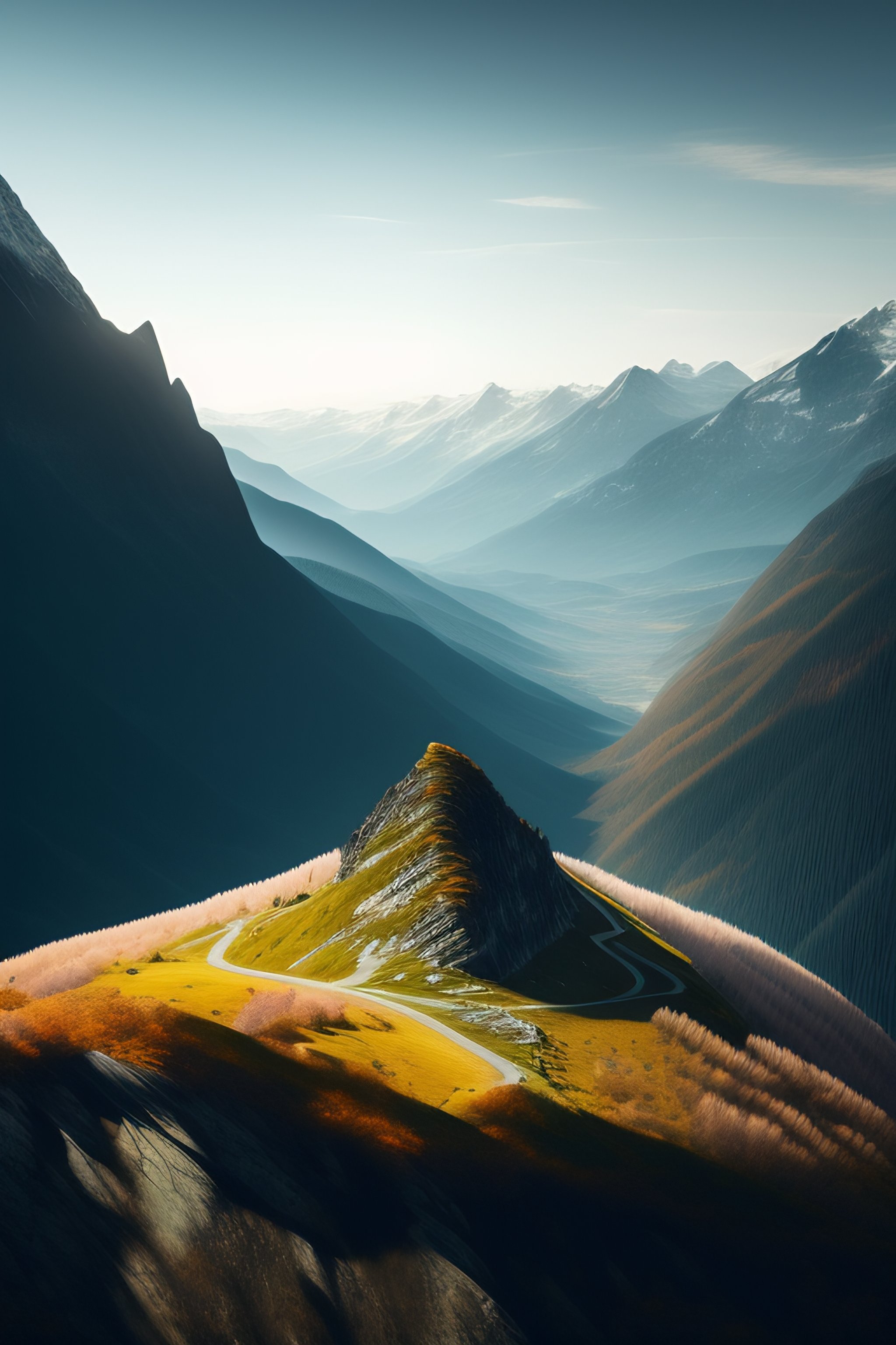 Lexica - Sitting on a roof looking down at a mountain below, extremely ...