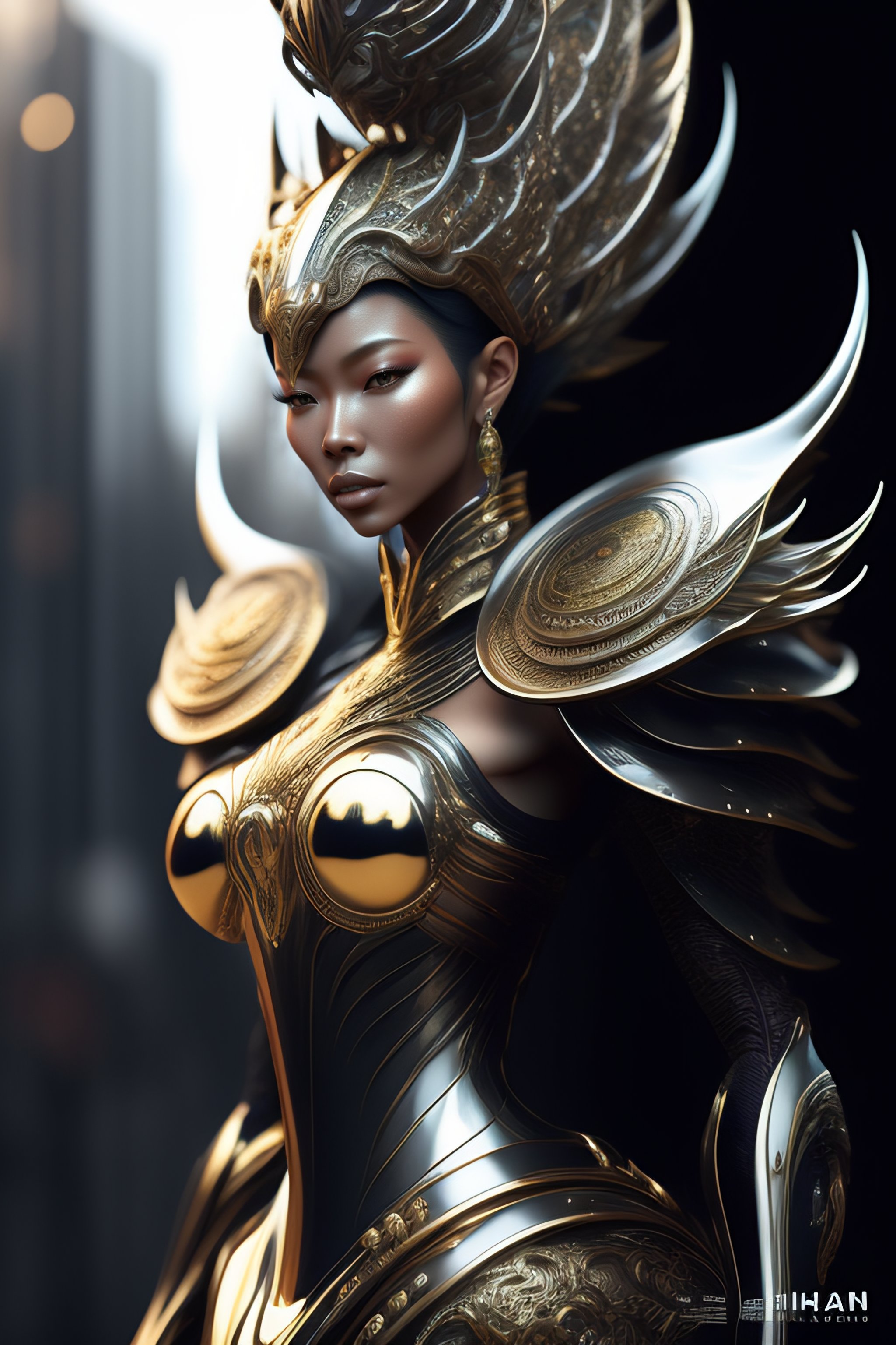 Lexica - 3D rendering of a alien. robotic features. queen of blades, fantasy pen and ink ...