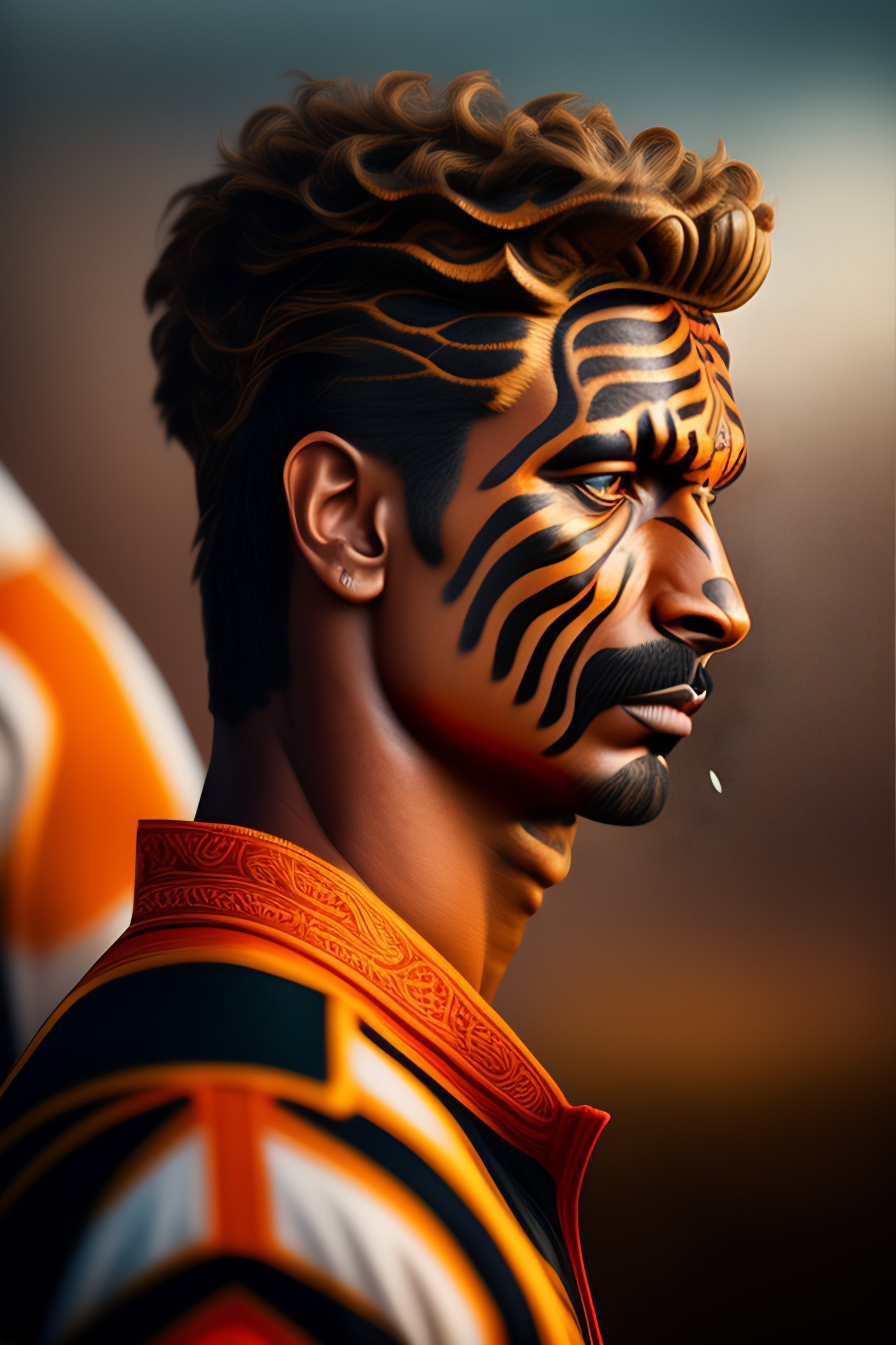Half Man Half Tiger Face Drawing