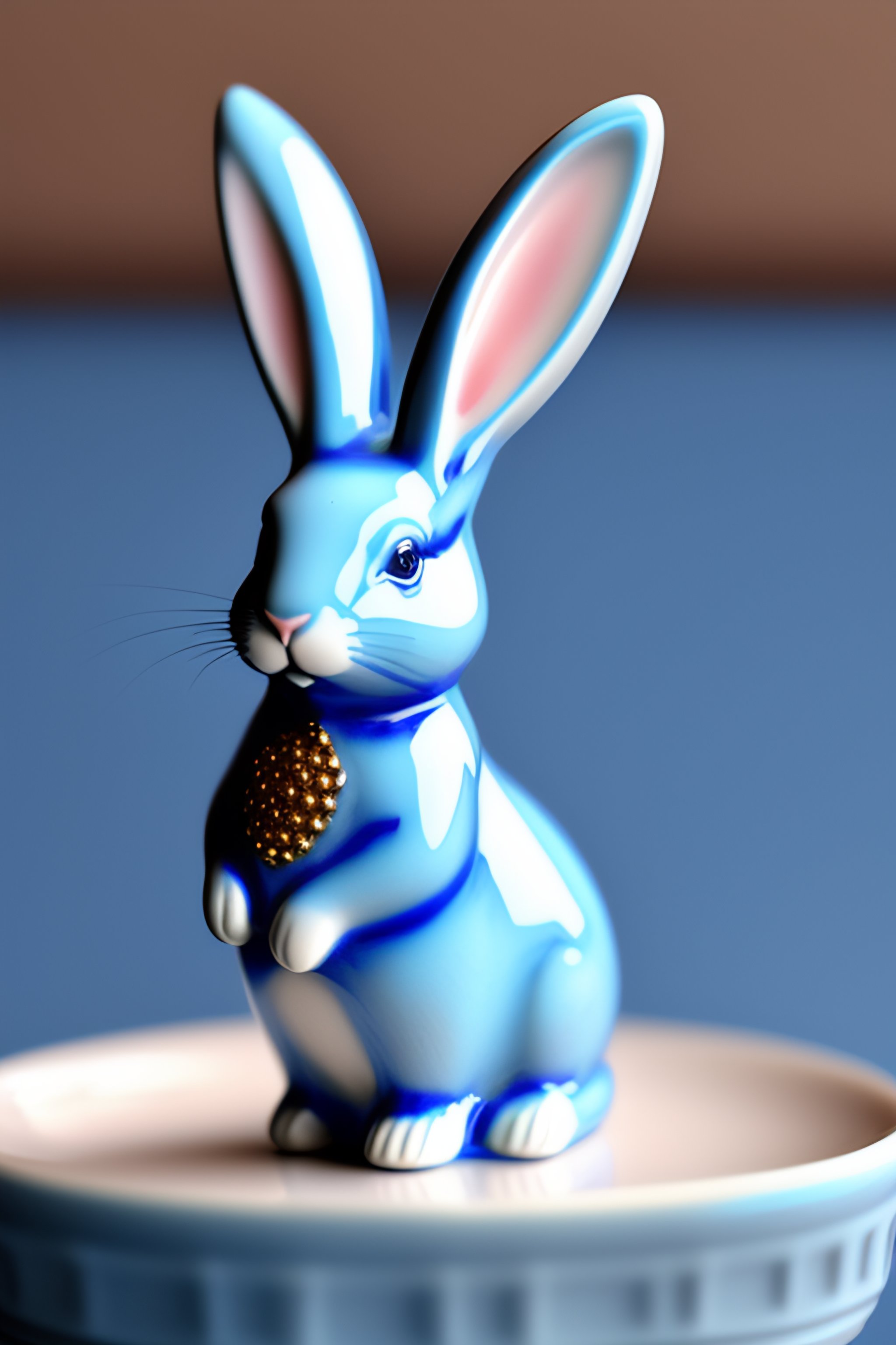 Lexica - A porcelain rabbit figurine with blue painted details