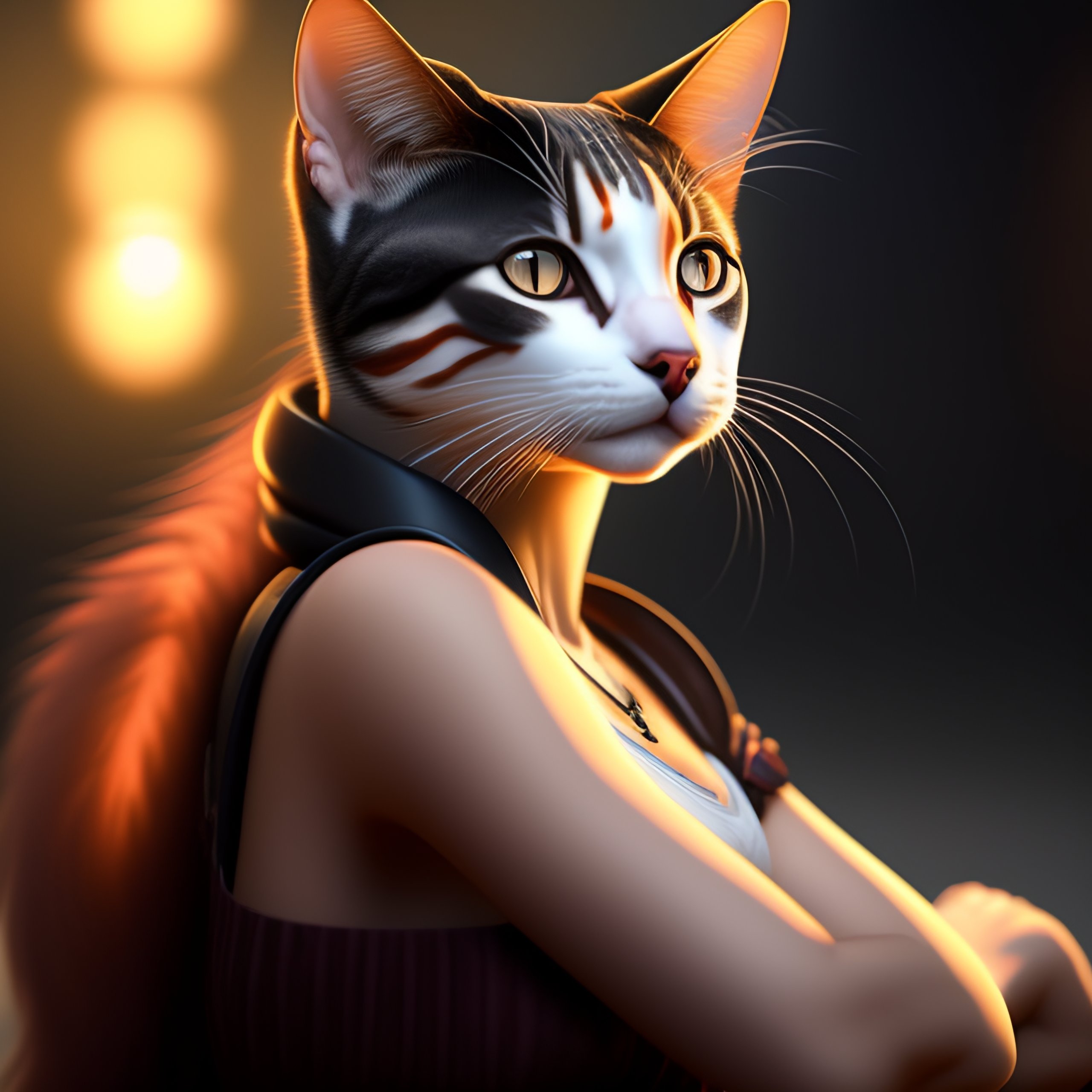 Lexica - Realistic Cat Girl, nya, acaunt for Tinder, fullbody