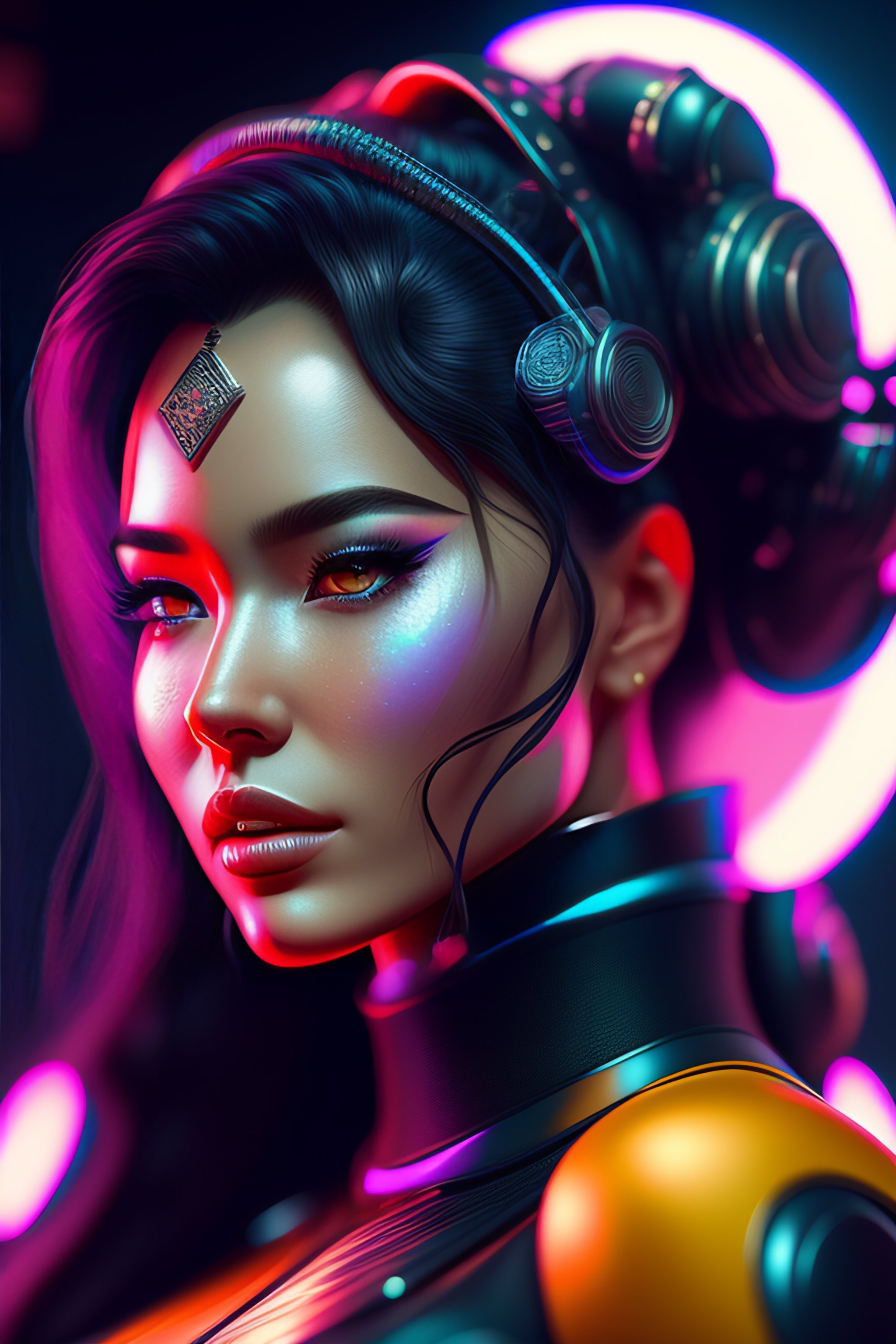 Lexica - Cute cyborg girl , surrounded by cables , illustrated by Greg ...