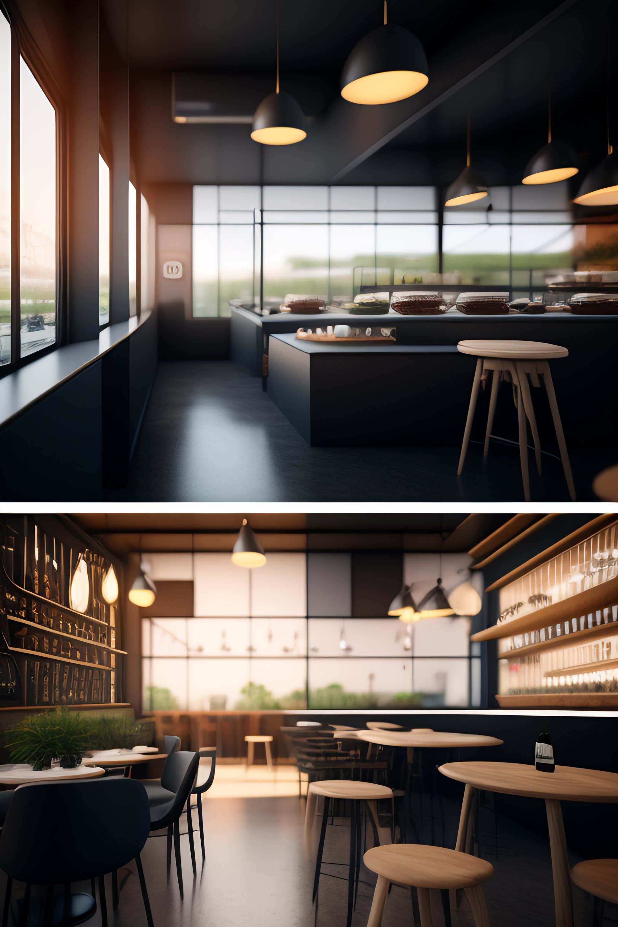 Lexica - Cafe interior, industrial effect, ultra-realistic, octane ...
