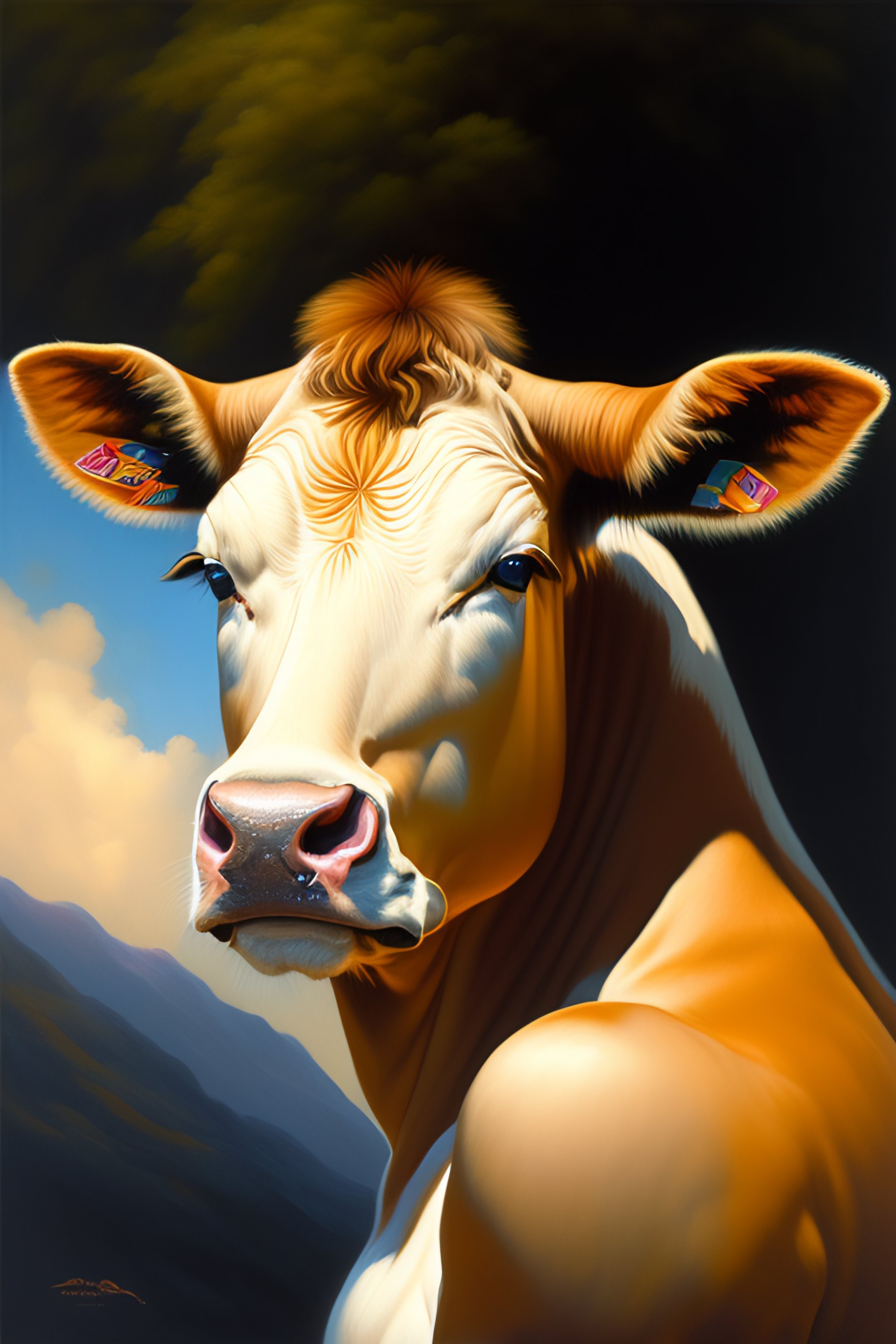 Lexica - Painting of a cow without - skin, anatomy visible, clear ...