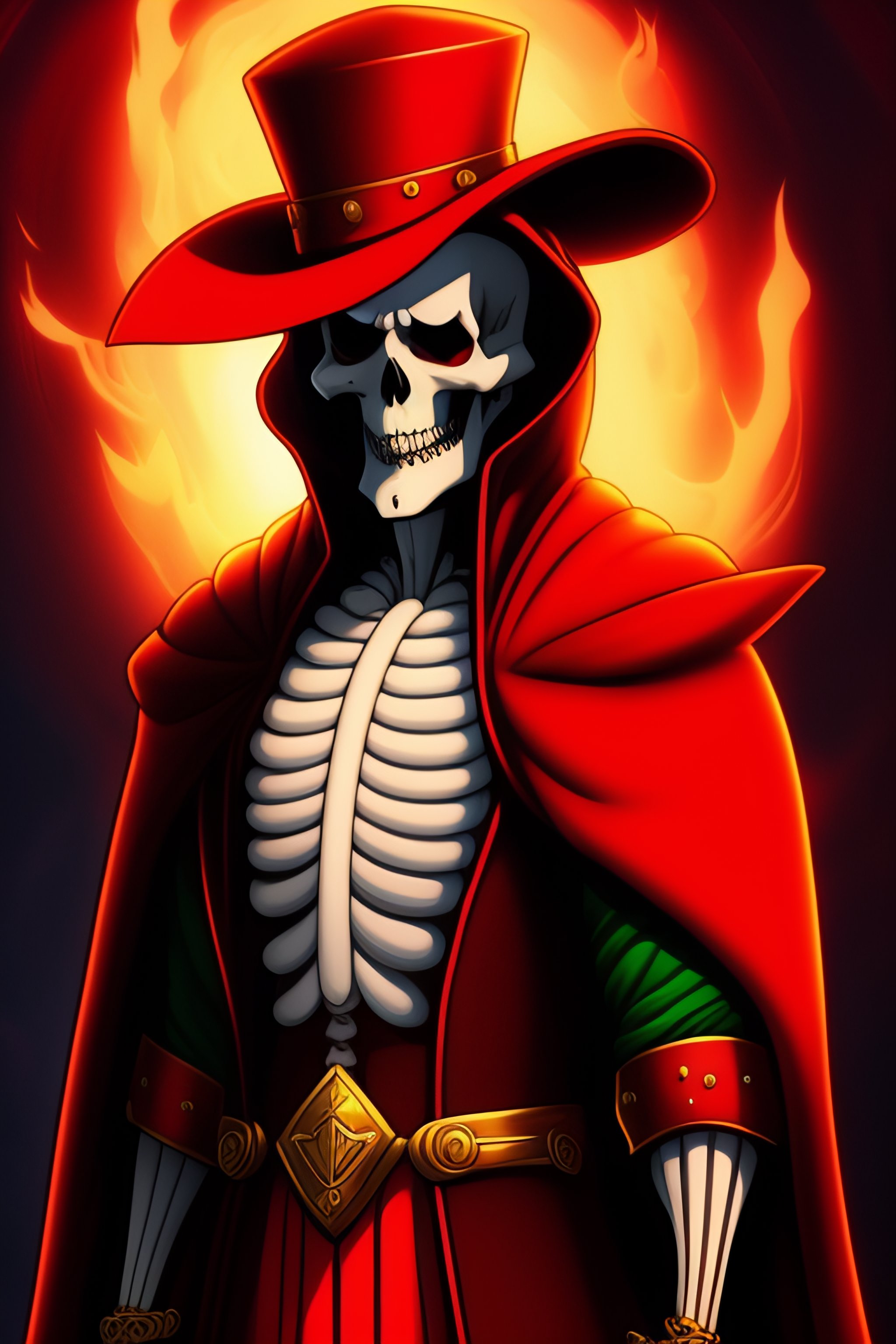 Lexica - Lord Hater electro skeleton in a red robe from cartoon wander ...