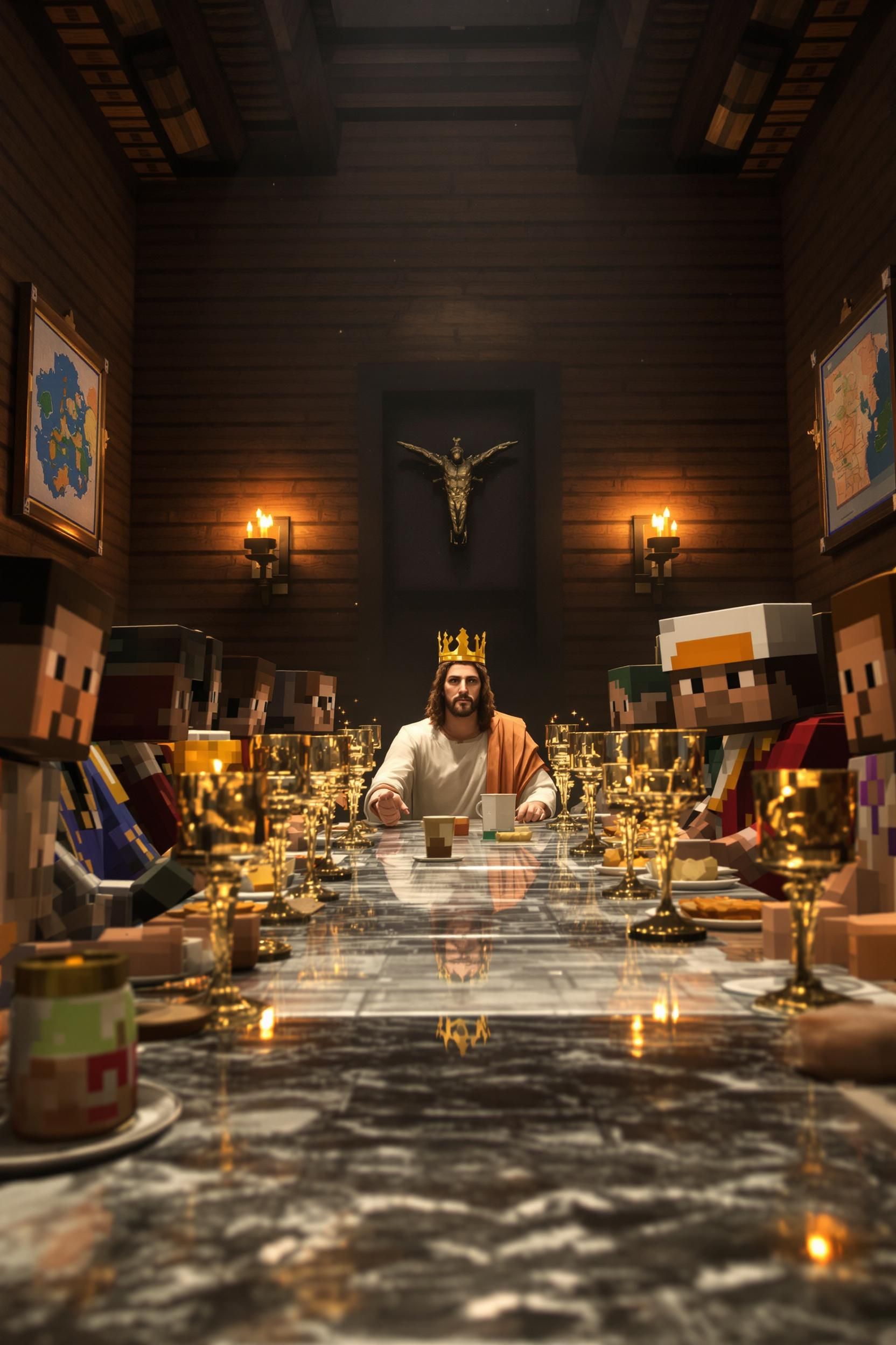Lexica - Minecraft version of the last supper, ray tracing enabled