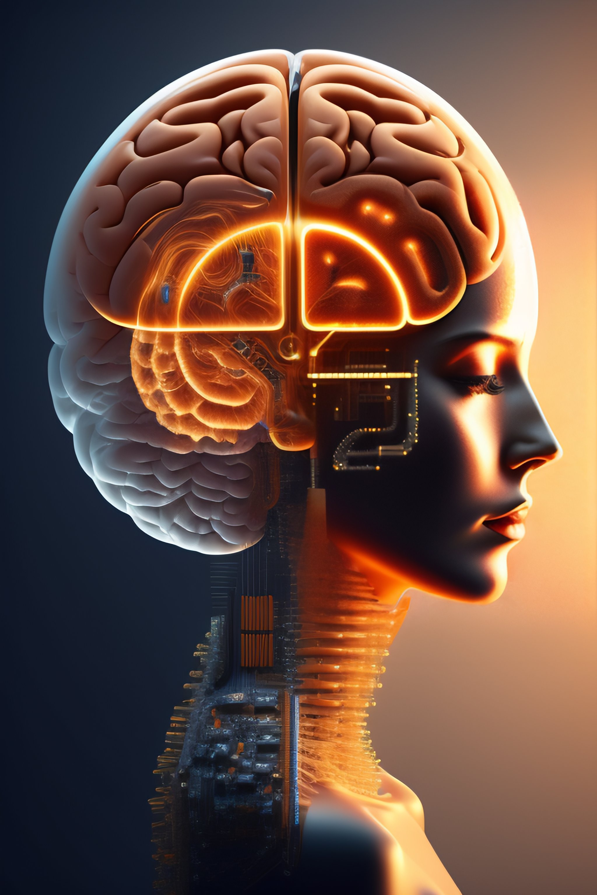 Lexica - Human brain merging machine ai parts, like iphone, Knolling ...