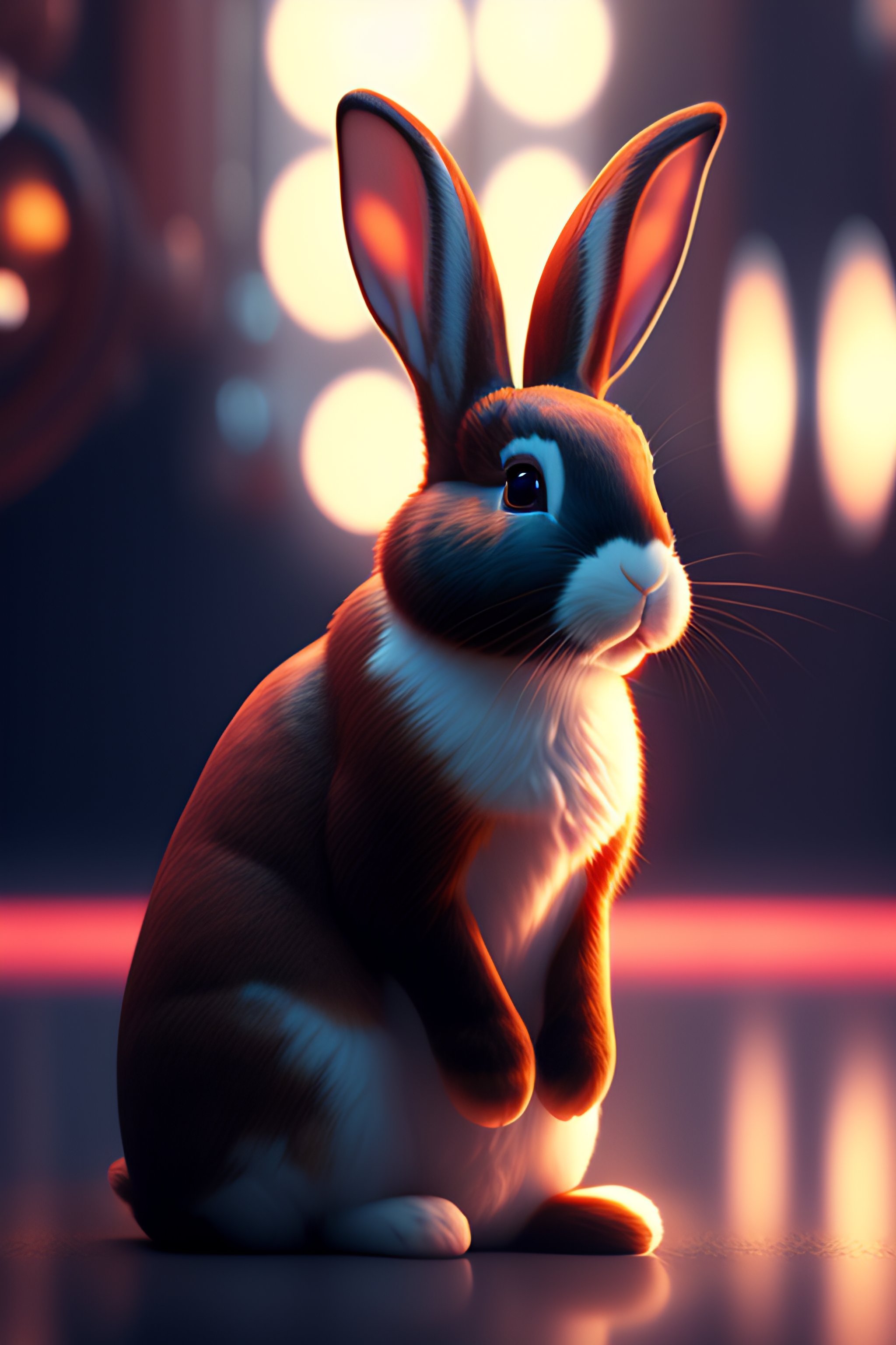 Lexica - Film still of a mechanical bunny with 4 eyes in a marvel movie ...