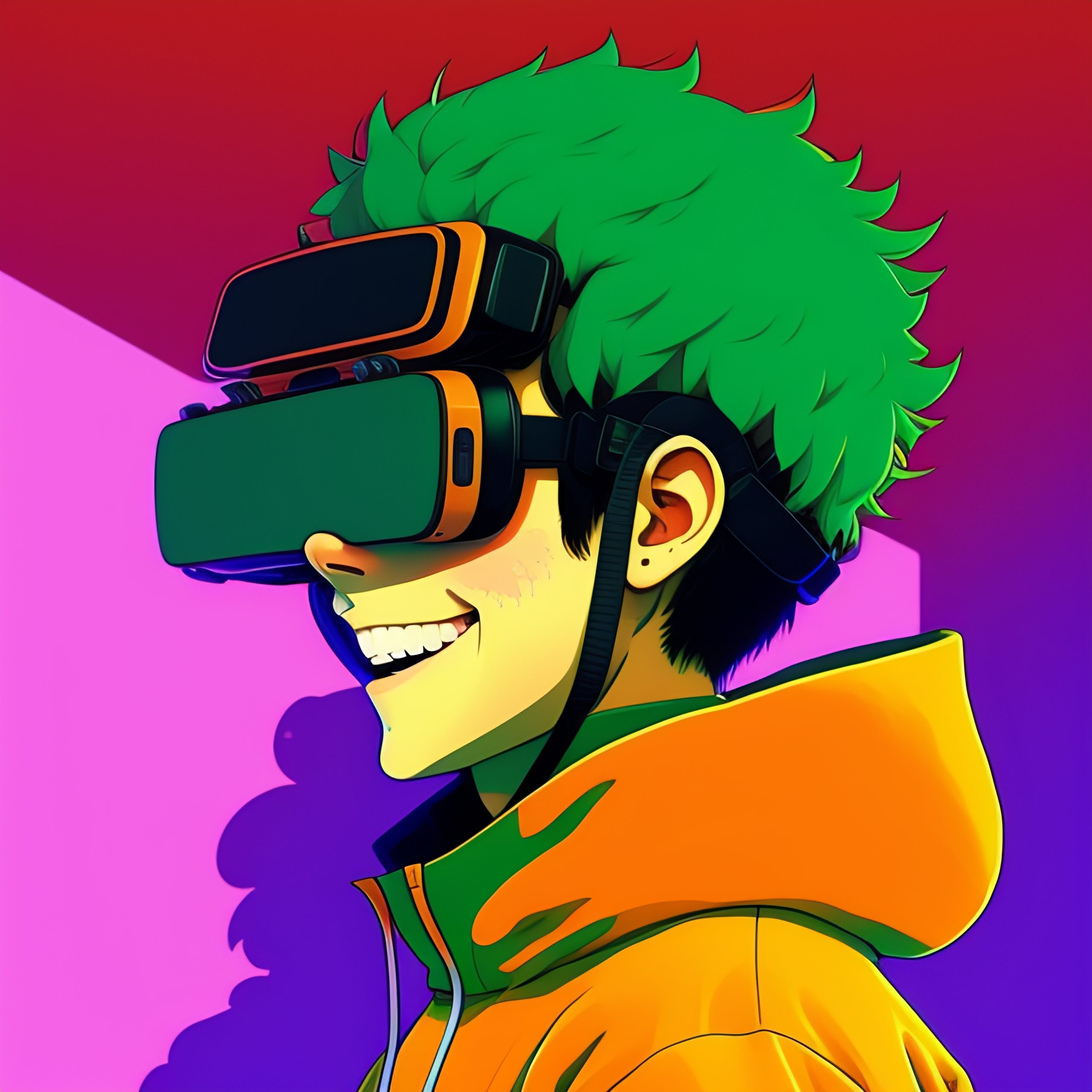 Lexica - Guy with a vr headset smiling, style of laurie greasley ...