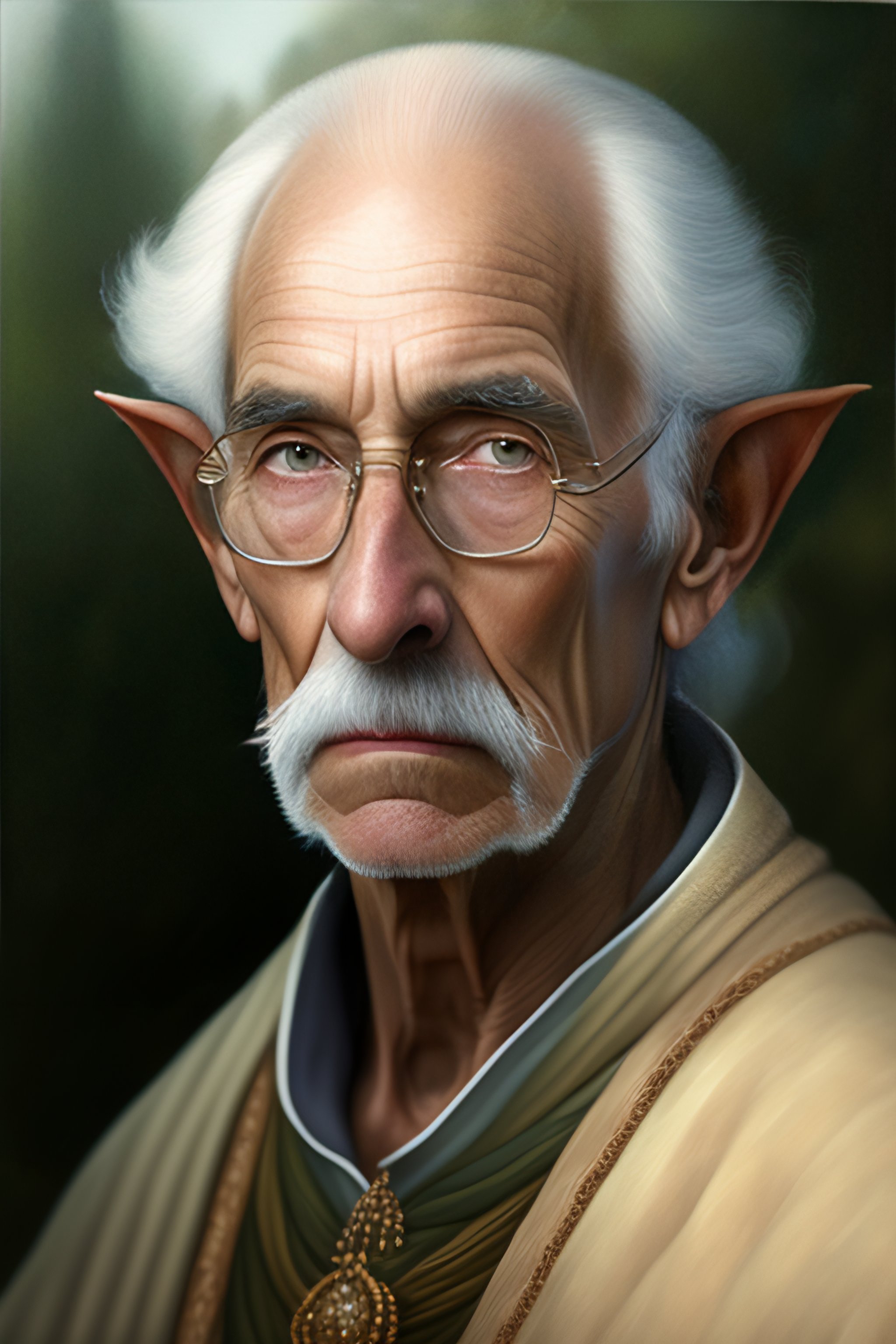 Lexica - Old aged half man half woman elf portrait