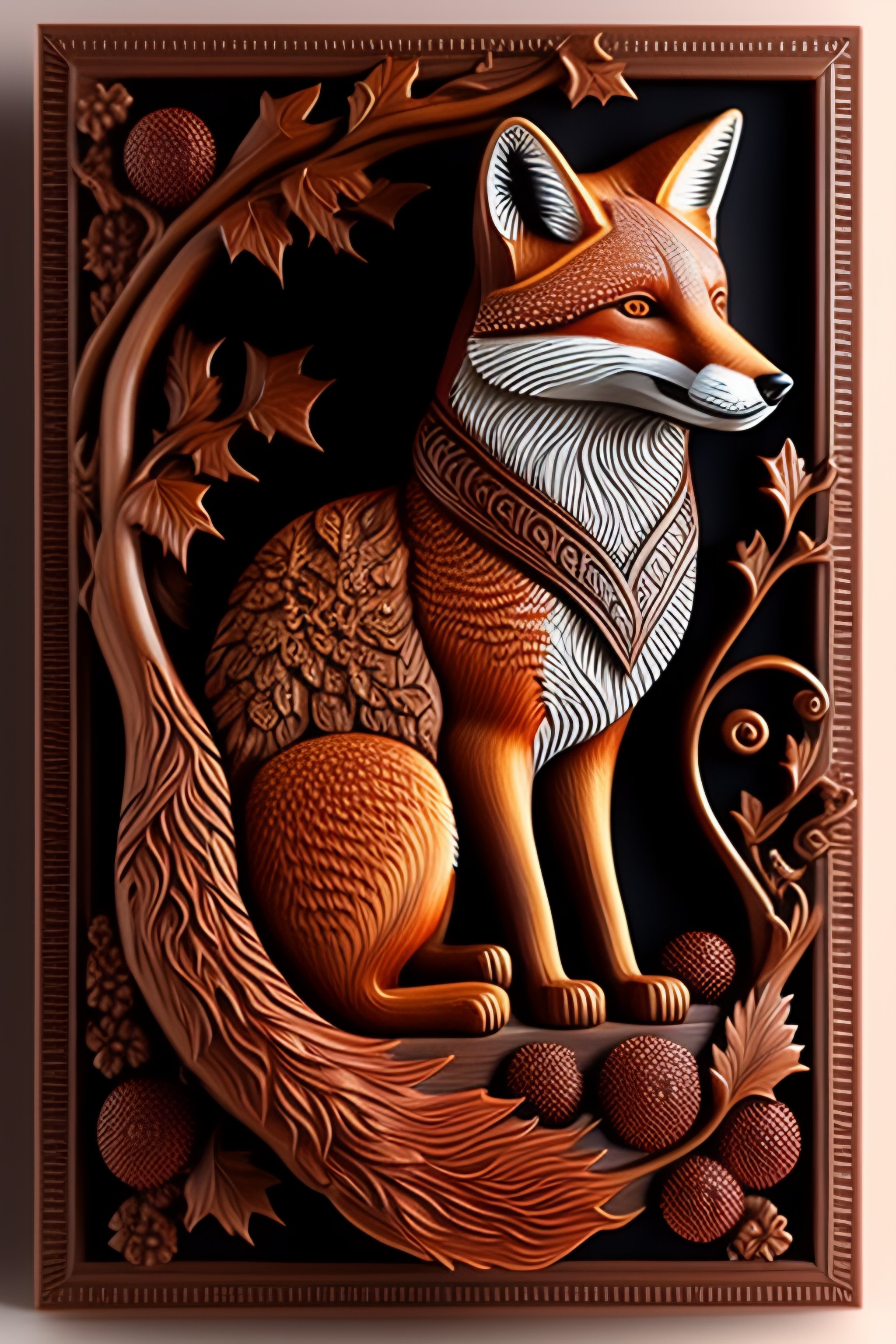 Lexica - Red brown fox, infinite detail, wood carving with intricate ...