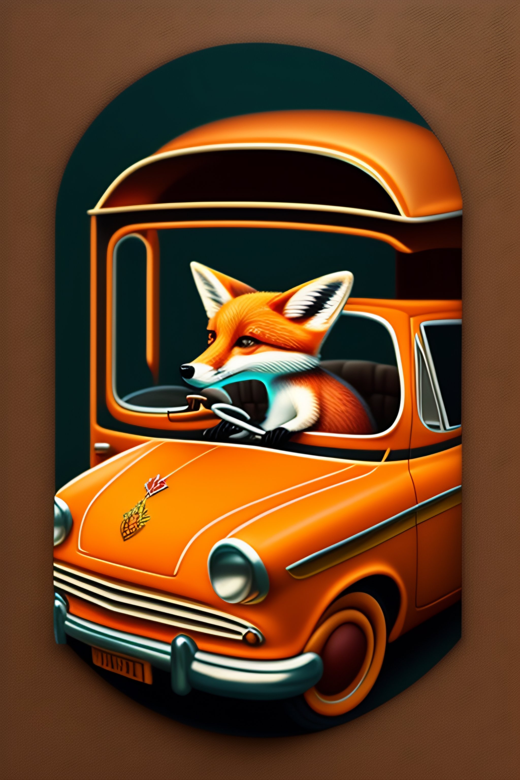 Lexica - A tiny fox driving an expansive car white drinking a glass of wine