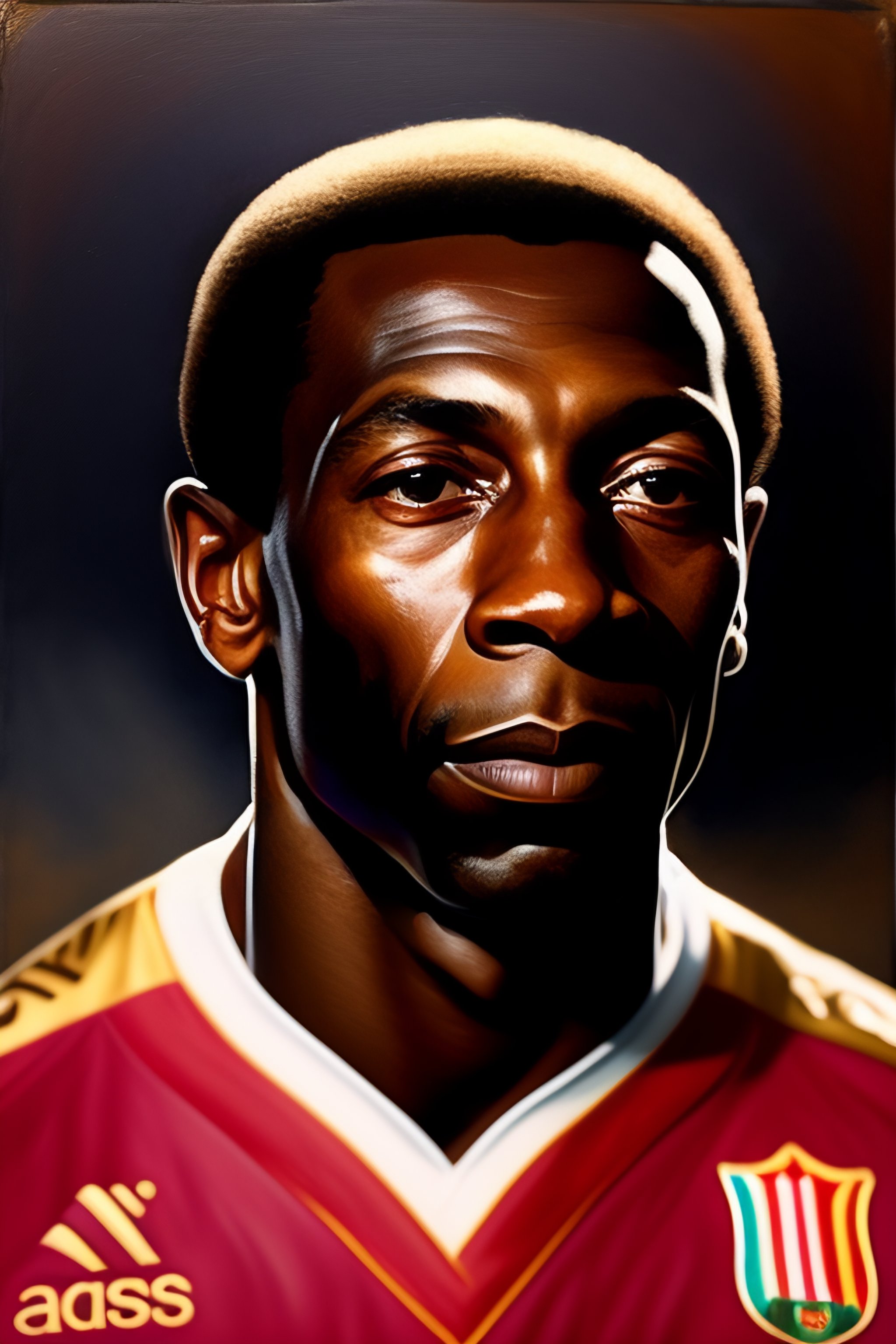Lexica - Rough dull renaissance portrait painting of old Pelé