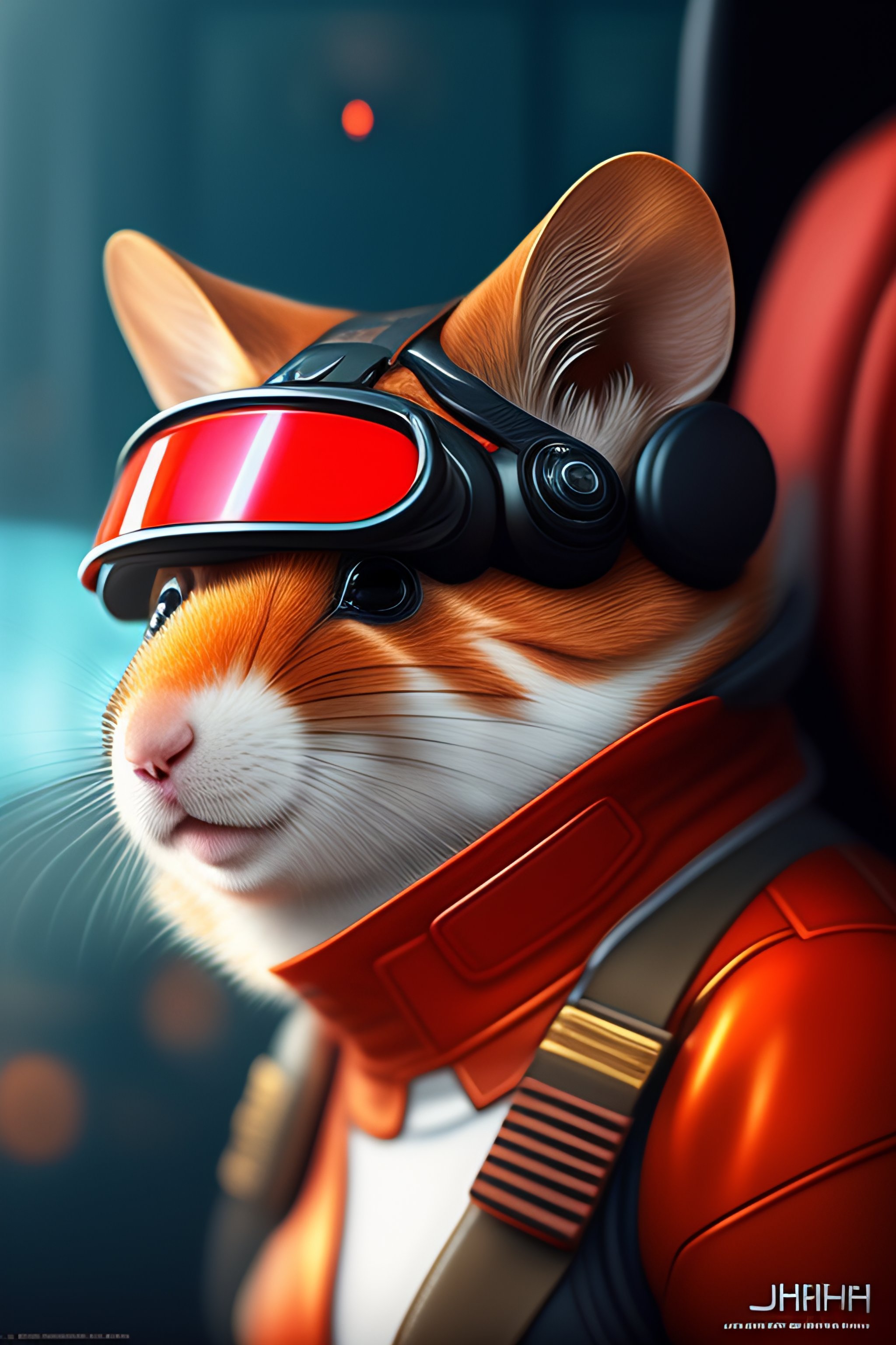 Lexica - Anthropomorphic red hamster pilot wired to commands, detailed ...