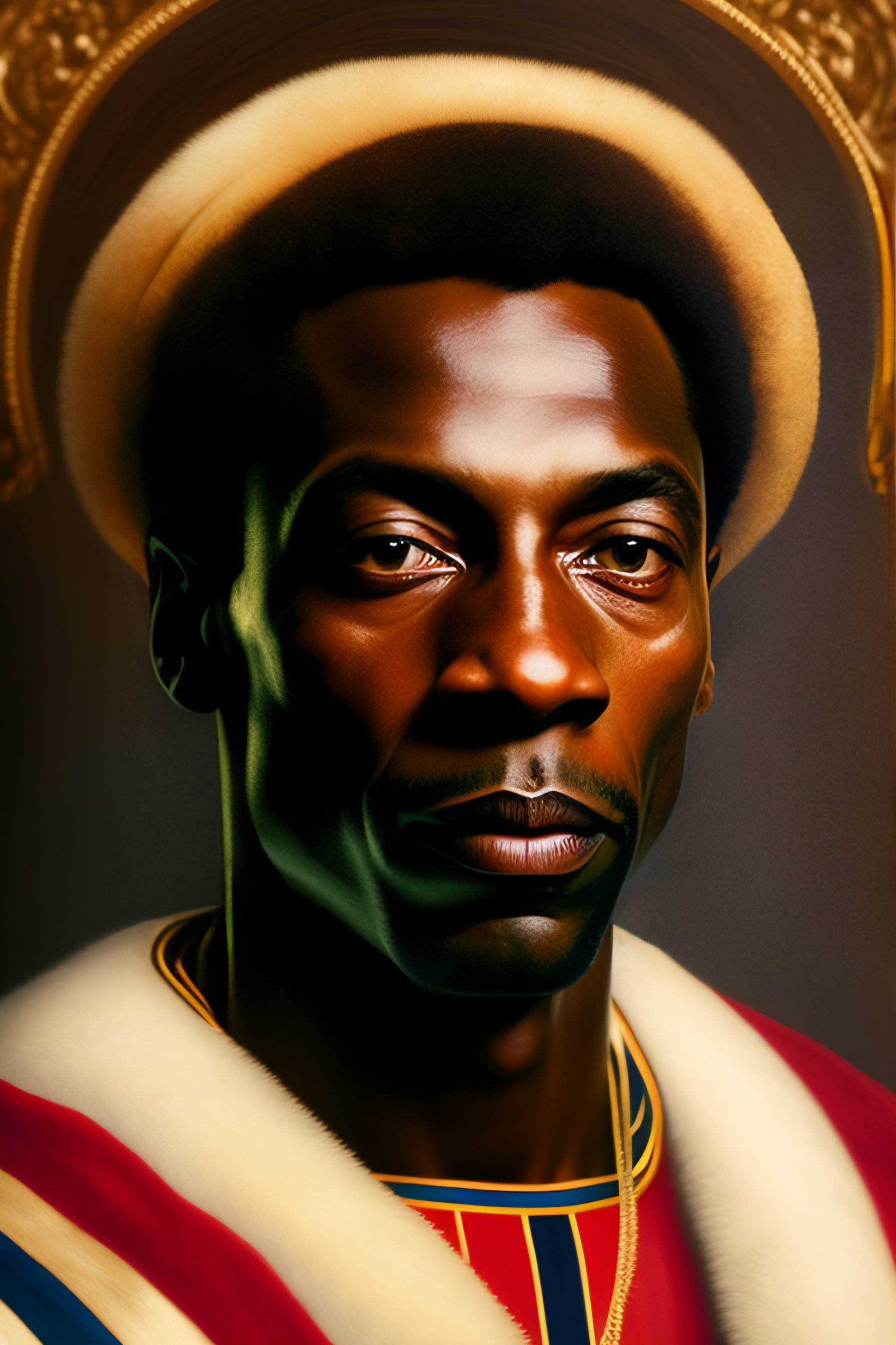 Lexica - Rough dull renaissance portrait painting of old Pelé