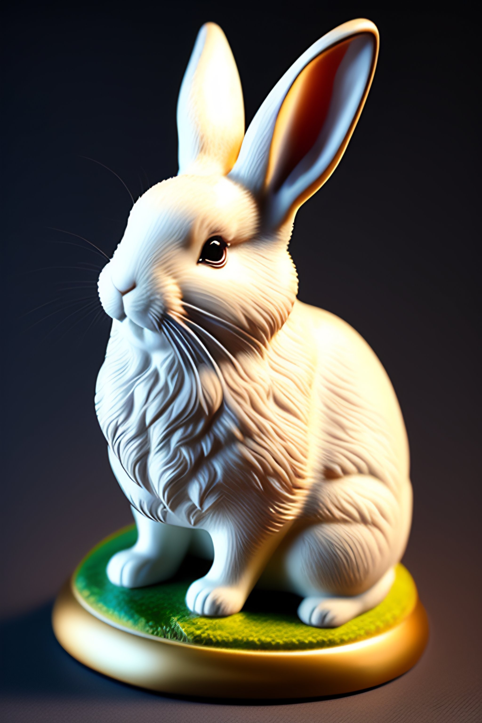 Lexica - Porcelain statue of a cute rabbit. Fine intricate details