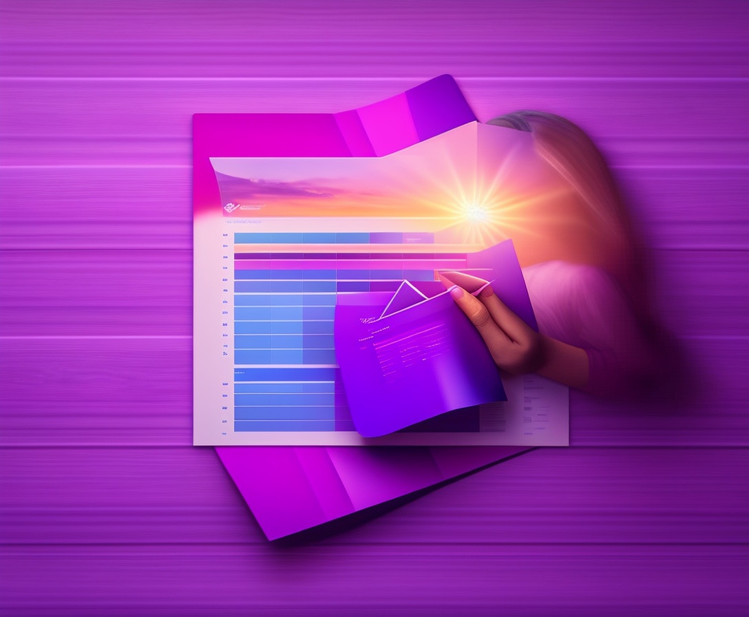 Lexica - The hands of a young woman holding purple spreadsheets with ...