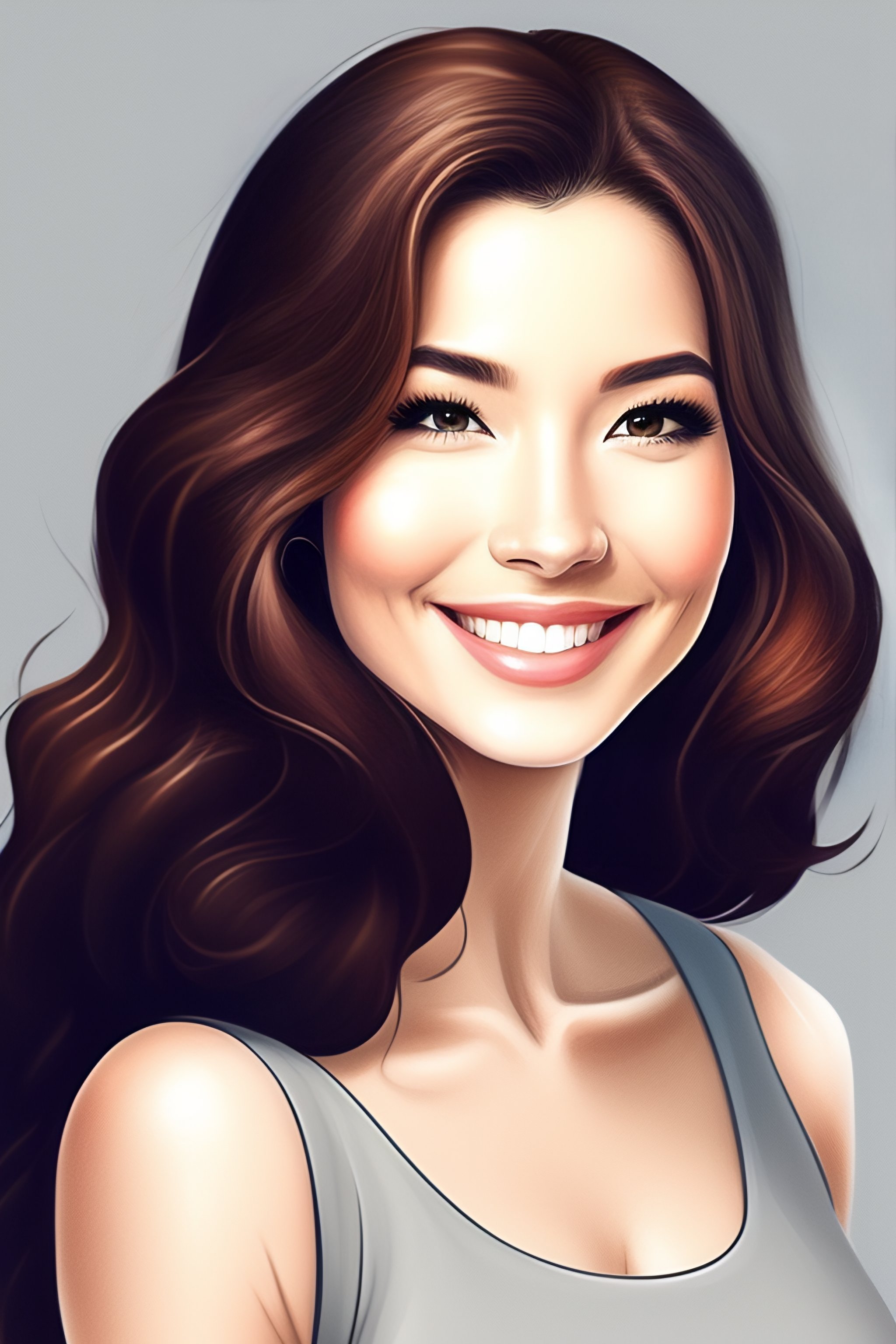 Lexica - A cute simple drawing of a woman smiling.. She's wearing ...