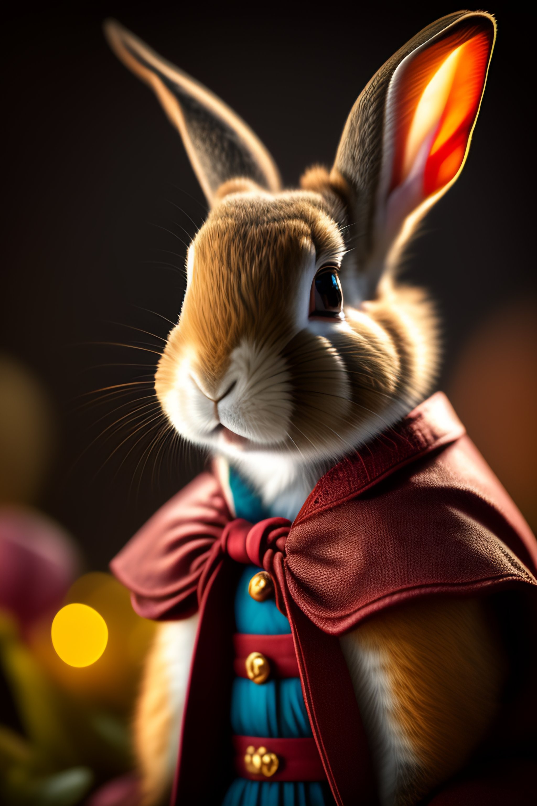 Lexica - (((the rabbit elf with a bow ))) cinematic portrait shot at a ...