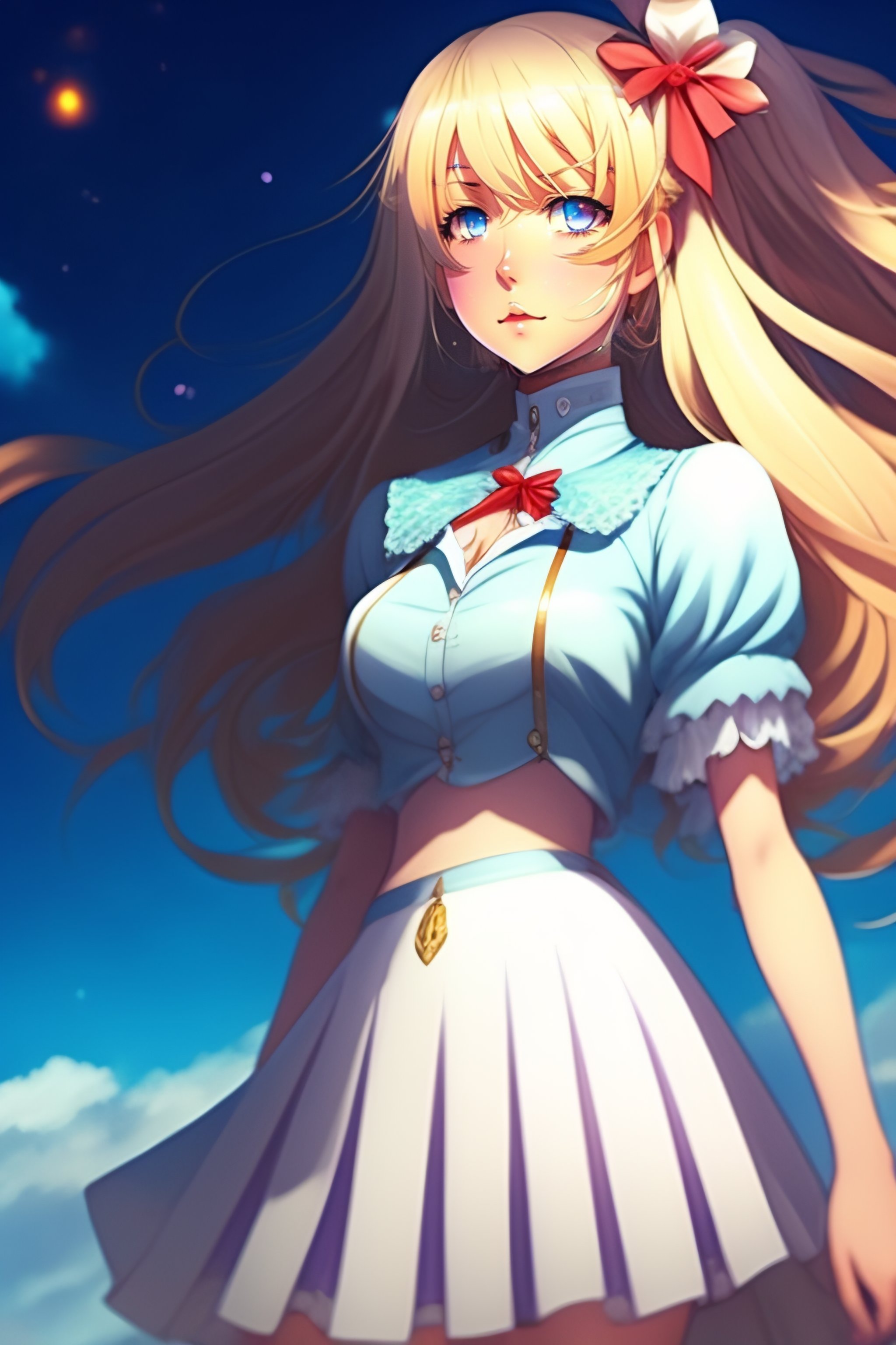 Lexica - FGO anime girl Blond, long hair, blue eyes and a pretty smile ...