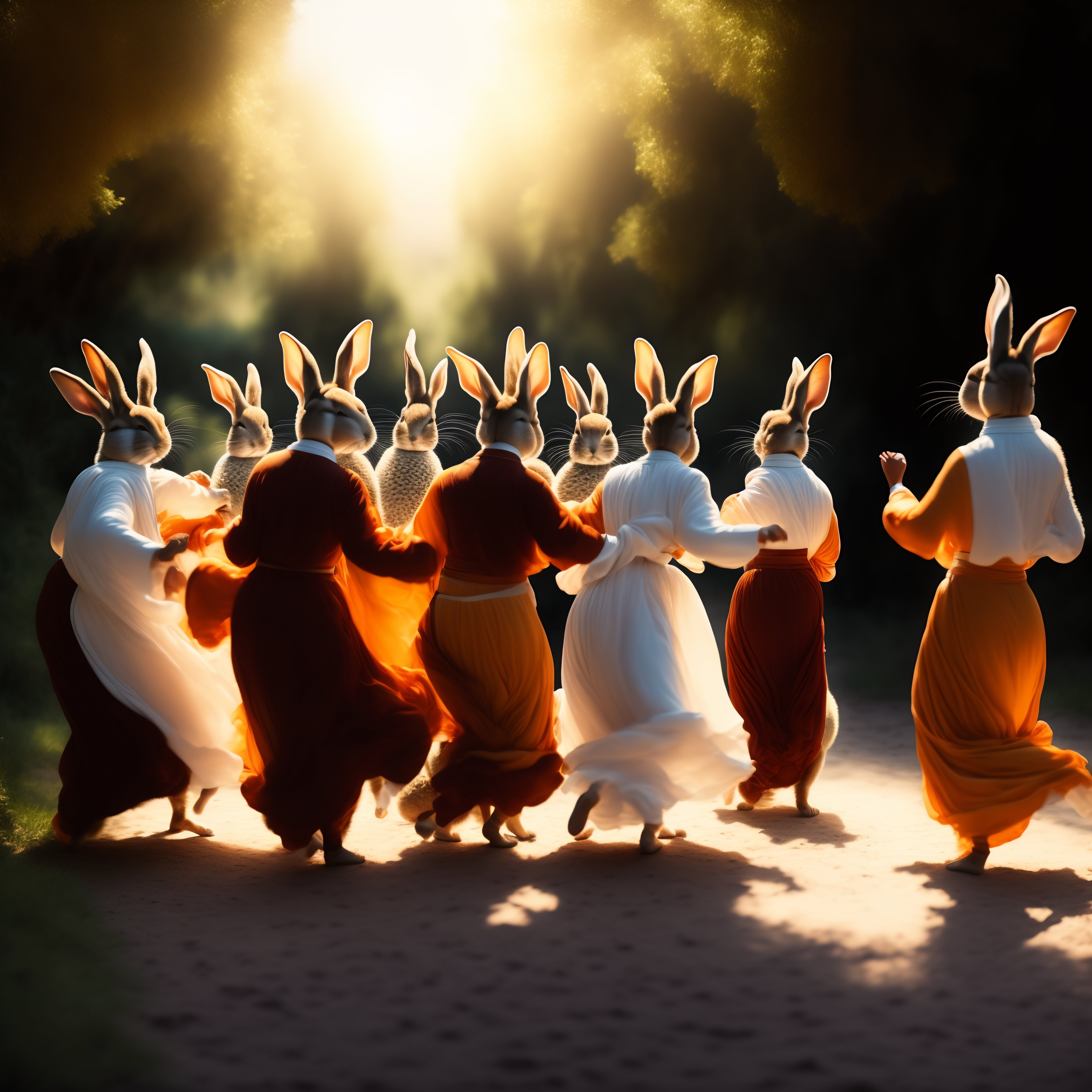 Lexica - Group of arabs dancing with bunnies