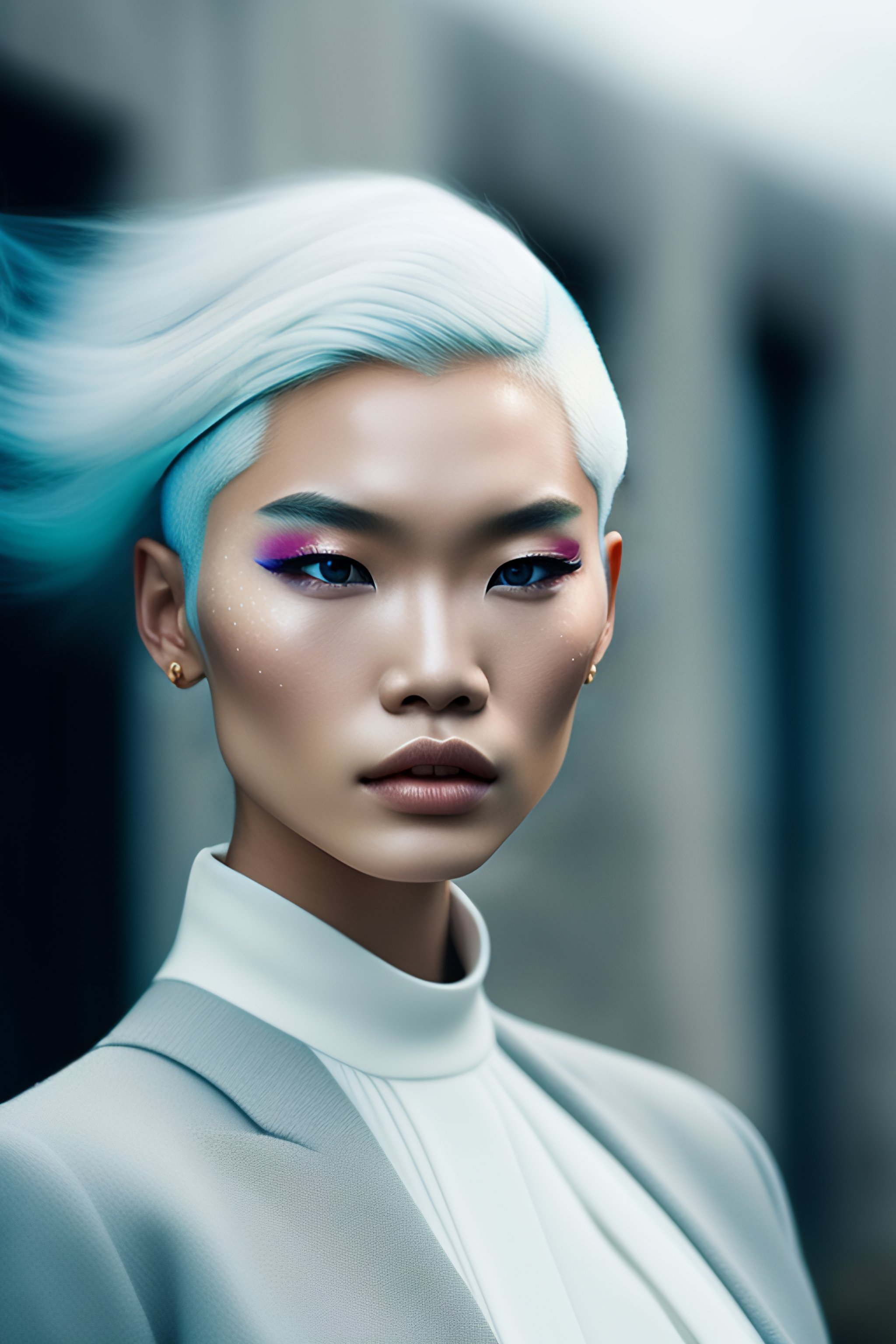 Lexica - Portrait of haute couture beautiful albino asian fashion model ...