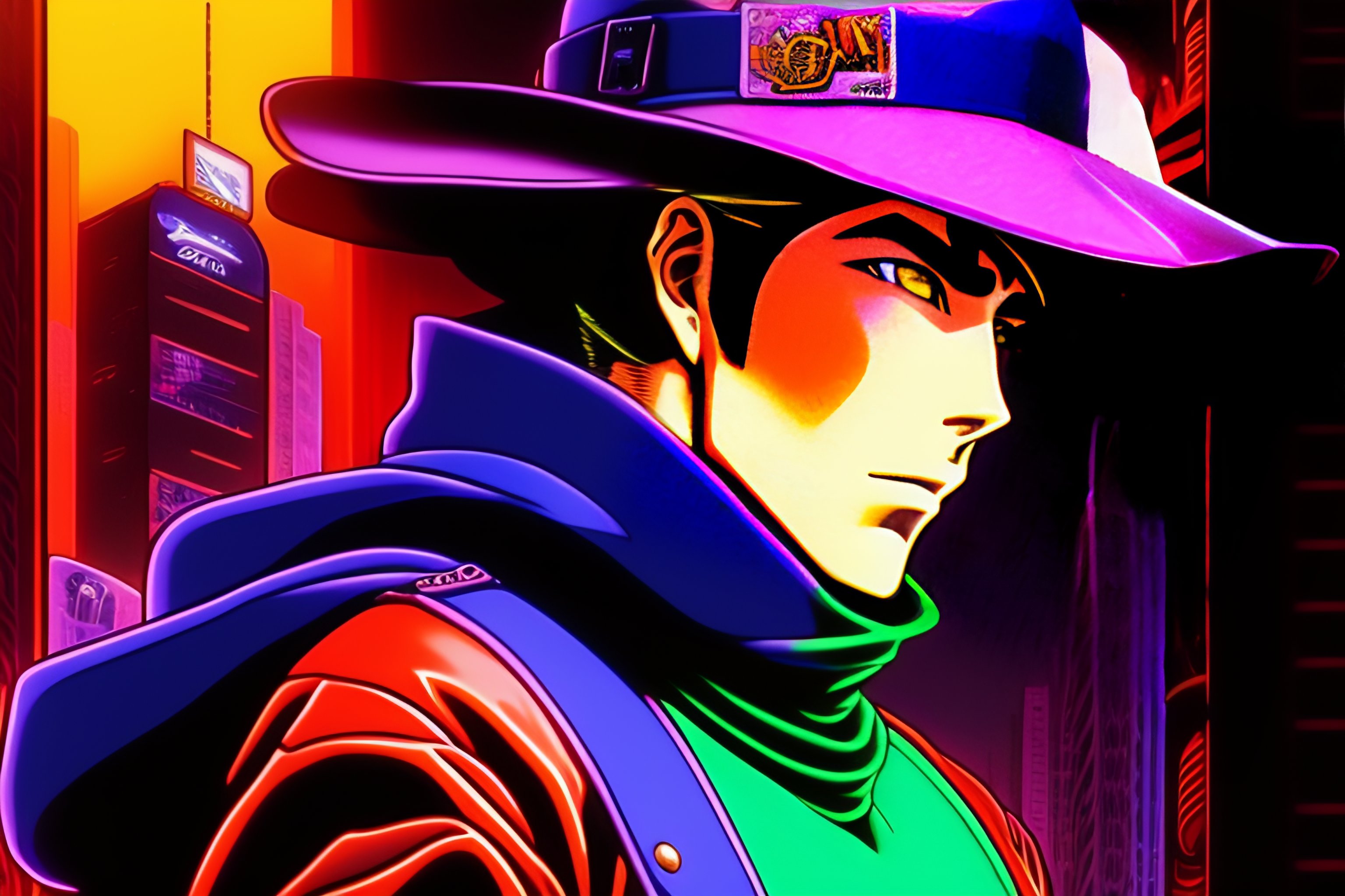 Lexica - Vintage 90's anime style environmental wide shot of a robber ...