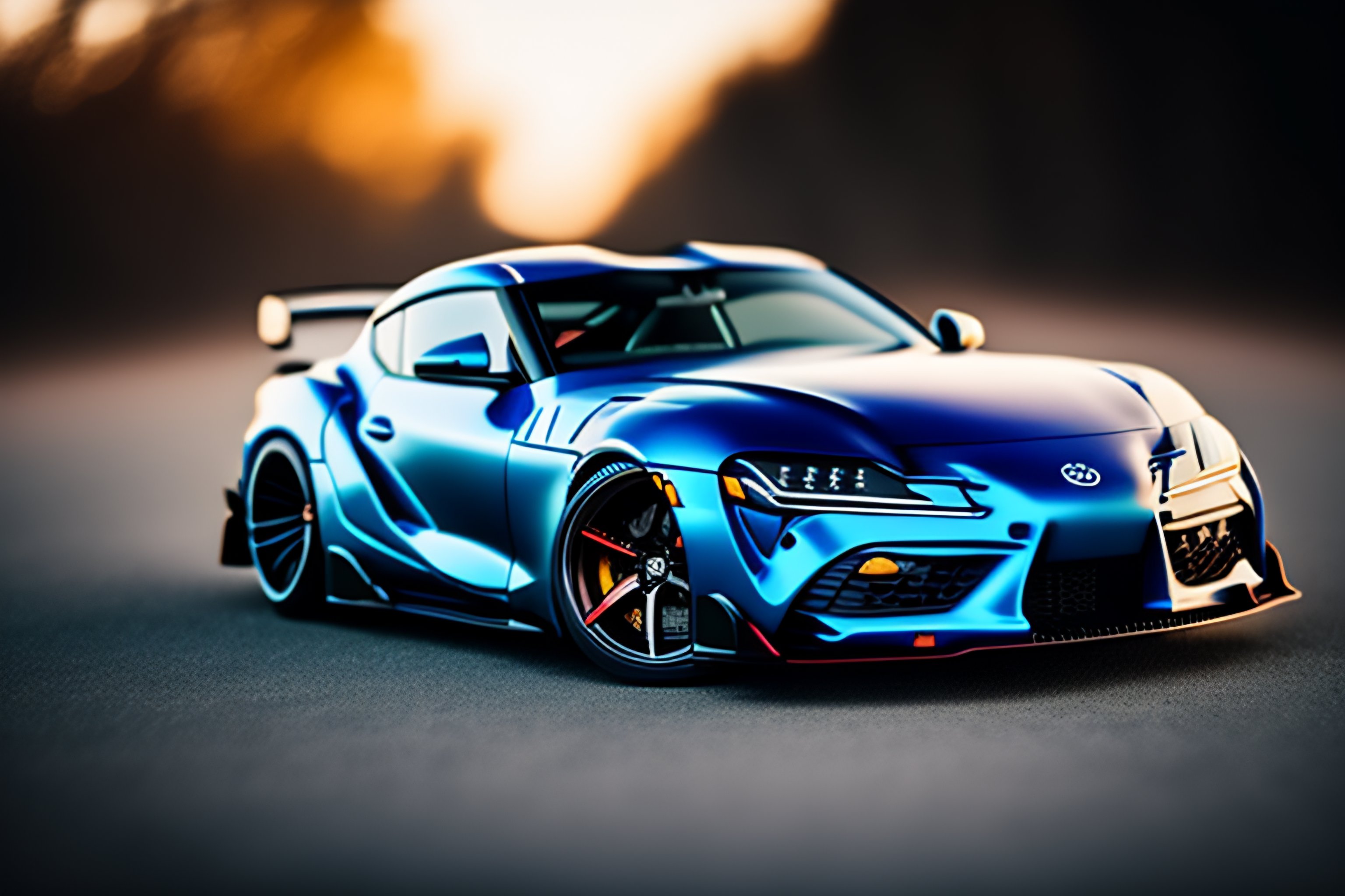Lexica - Lego toyota supra, photography, metalic blue, on a track ...