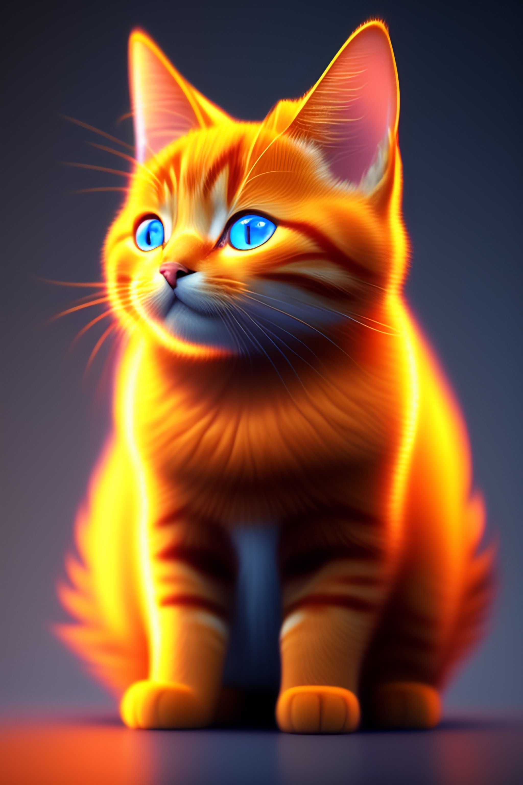 Lexica - A cute adorable baby ginger cat made of crystal ball with low ...