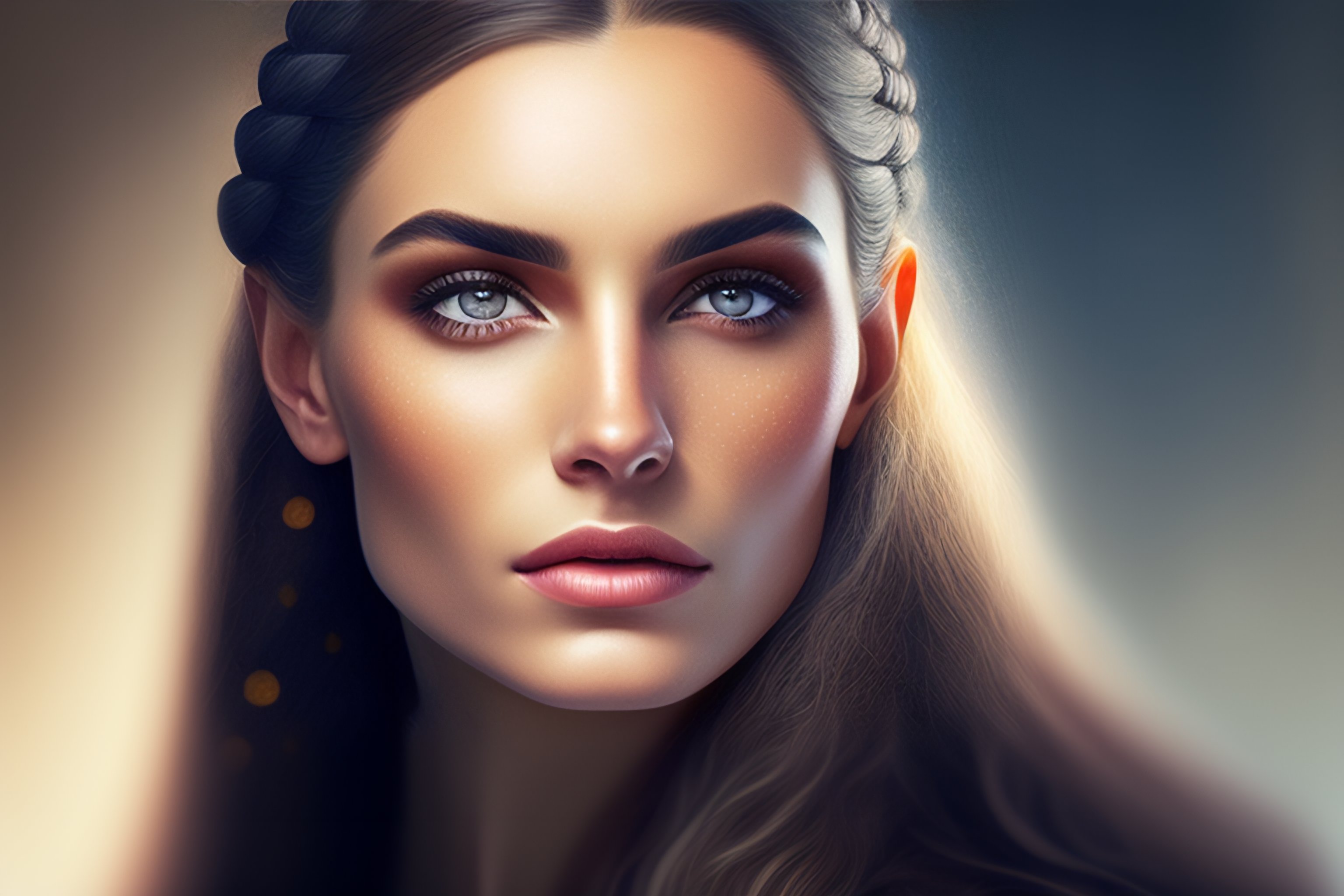 Lexica - Her face pale and swarthy, large gray eyes under round ...