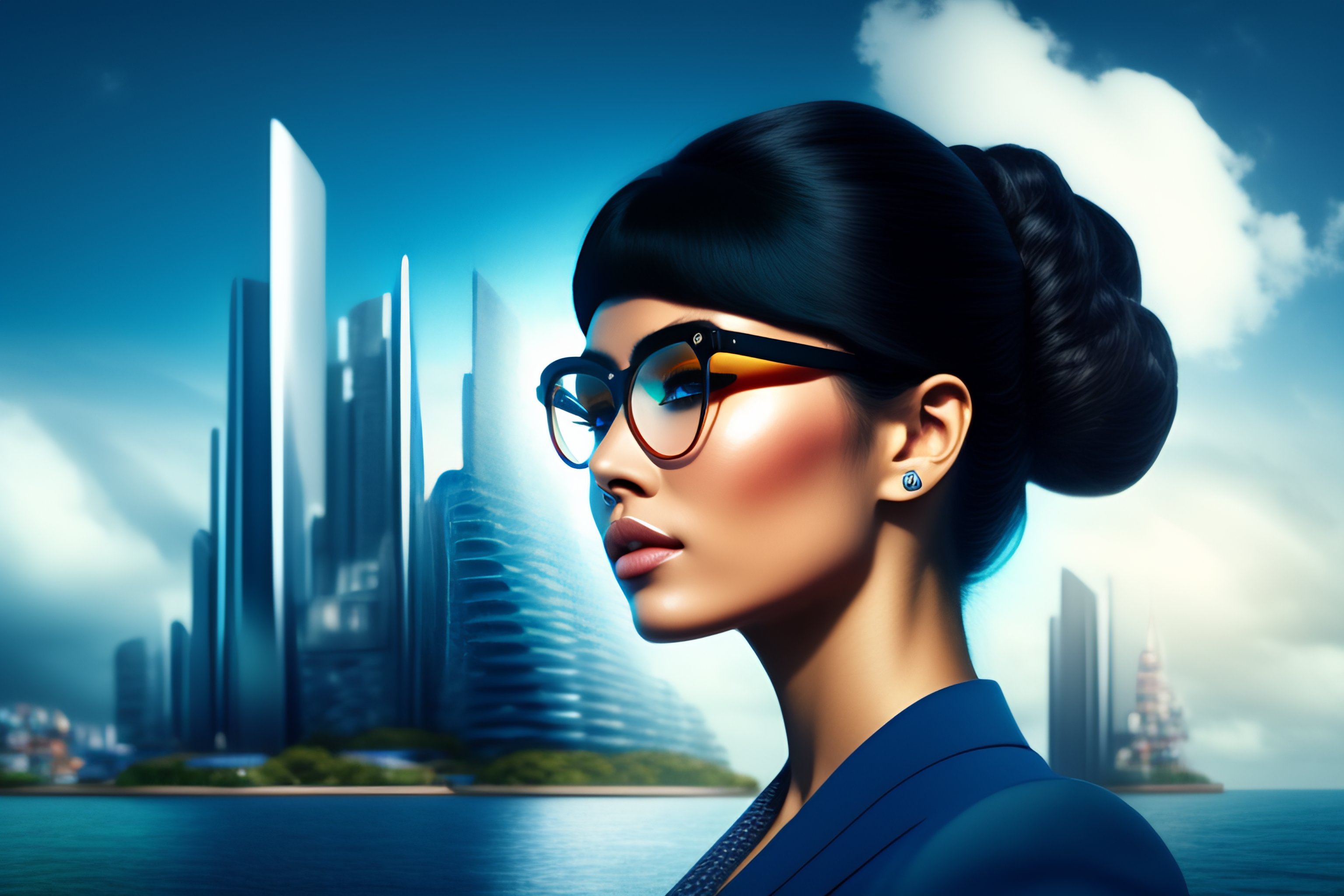 Lexica - Image a futuristic city on a nordic island with cloudy and ...