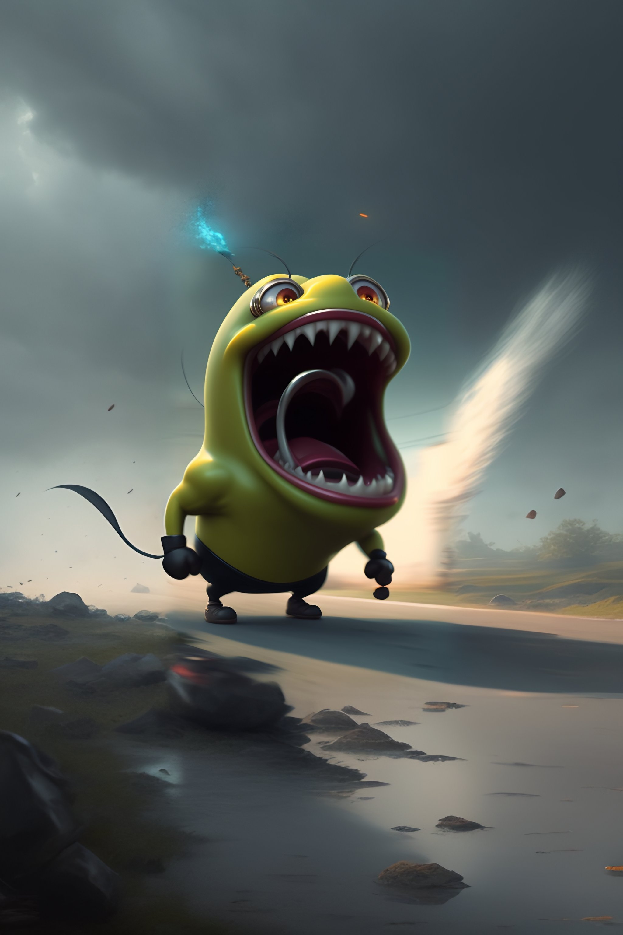 Lexica - A grotesque minion shrieking and gnashing its teeth, digital ...