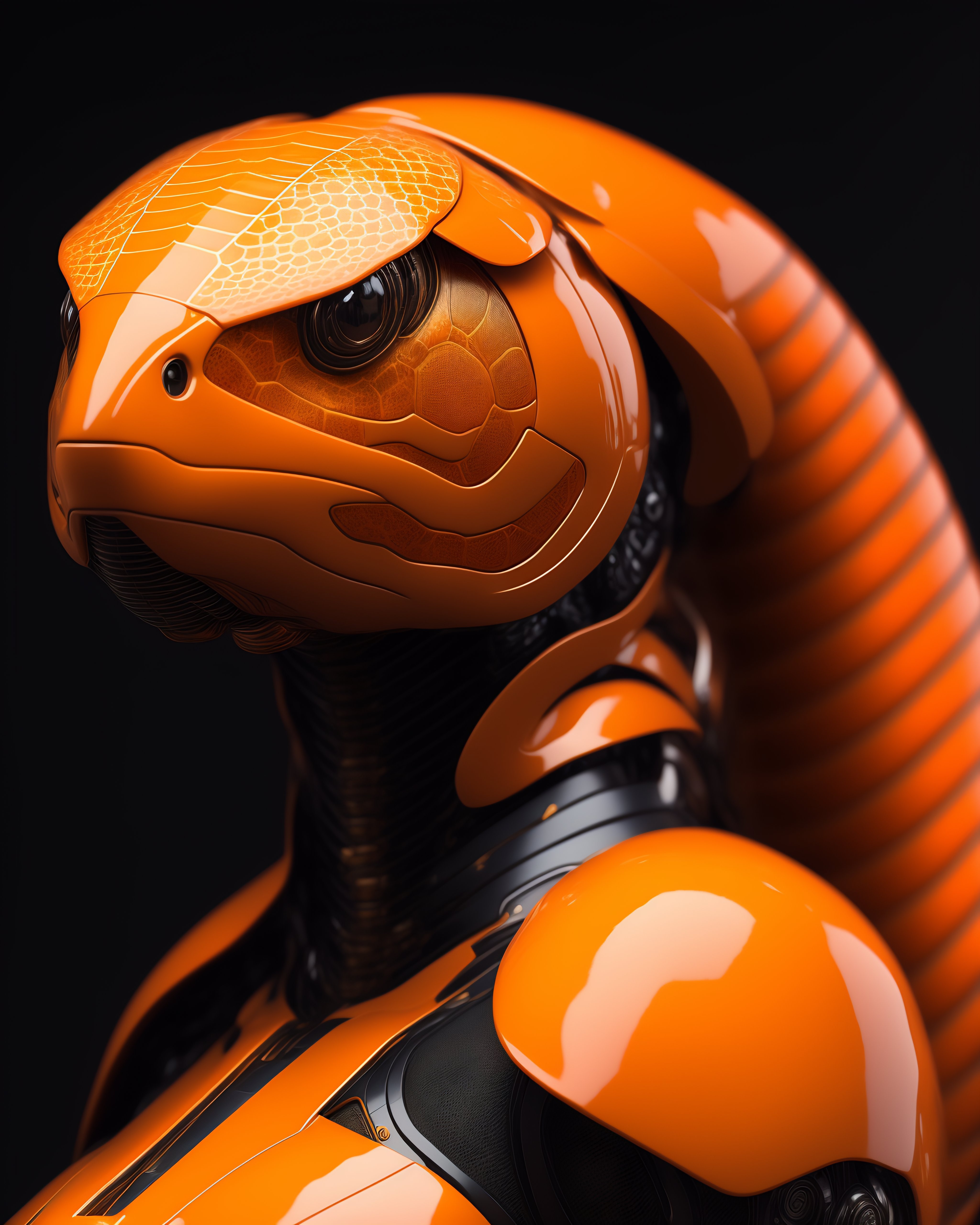 Lexica - Portrait of a cybernetic orange snake a spiritual full body ...