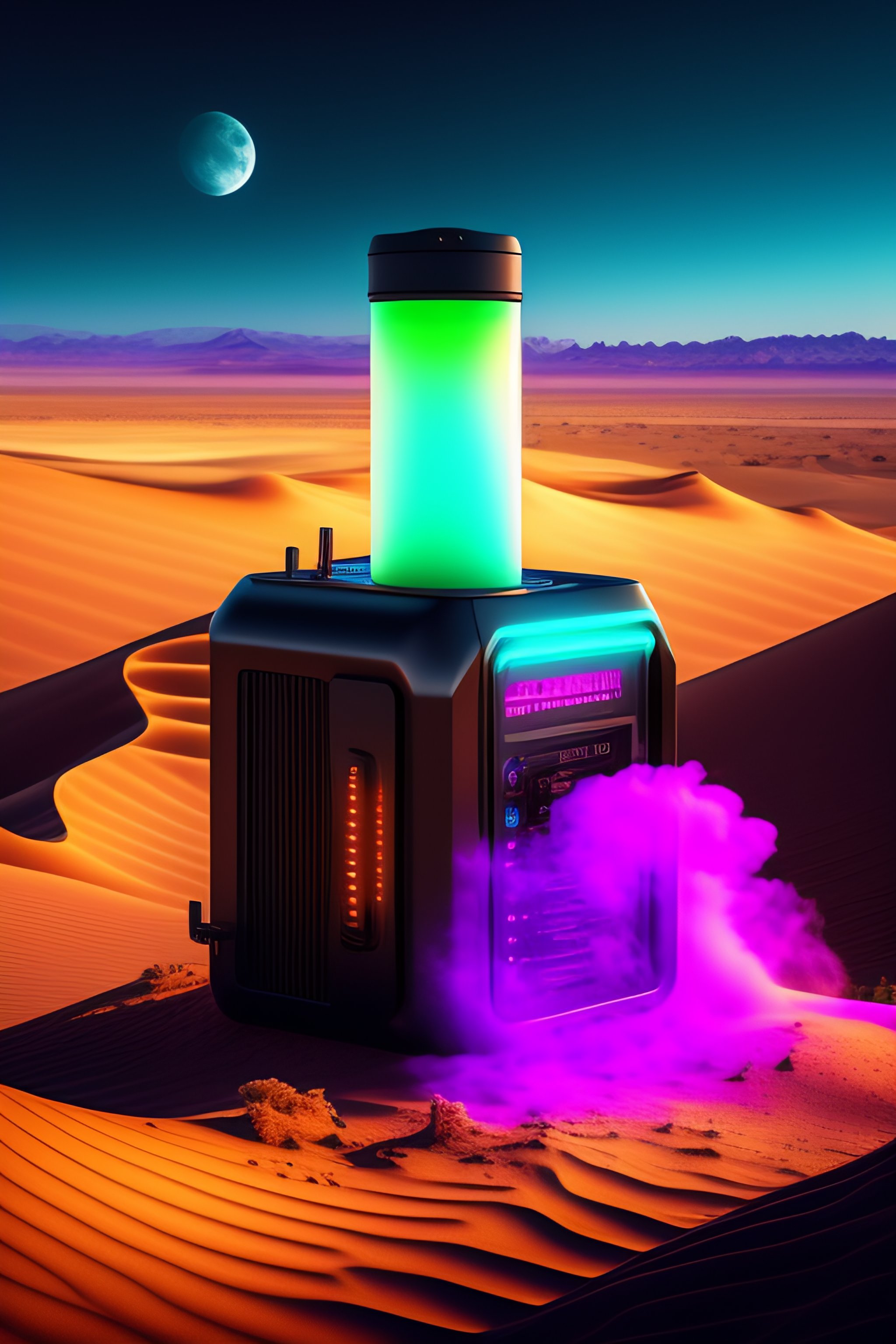 Lexica - Magic vape smoke desert neon cyber punk