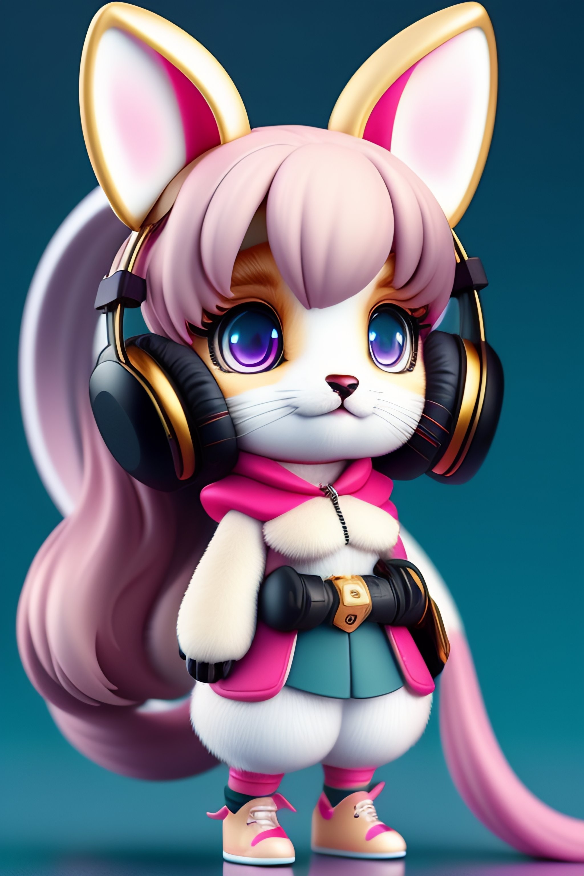 Lexica - Cute and adorable cartoon female rabbit in headphones an anime ...