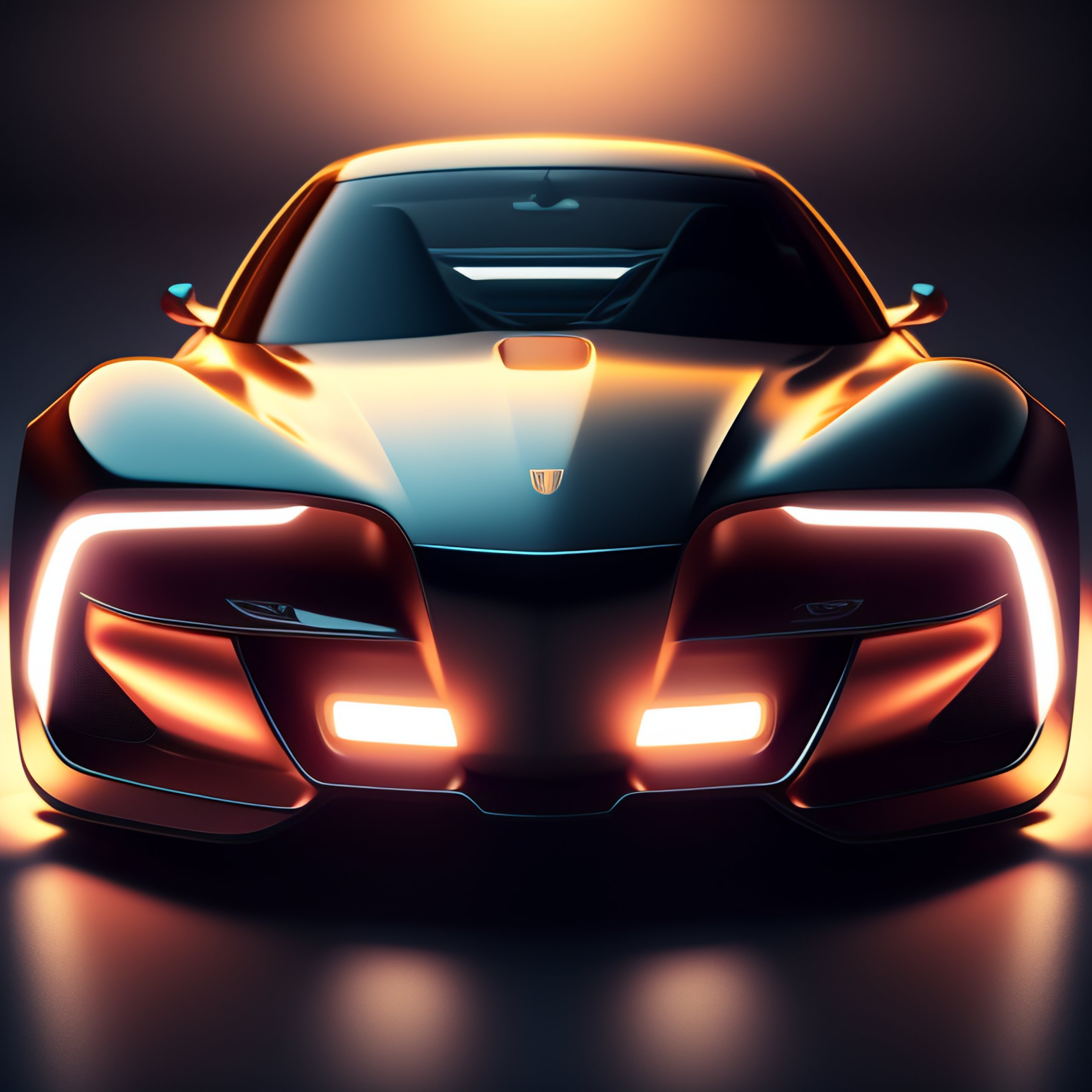 Lexica - Front of a modern car, rounded beam lights, shape of a face ...