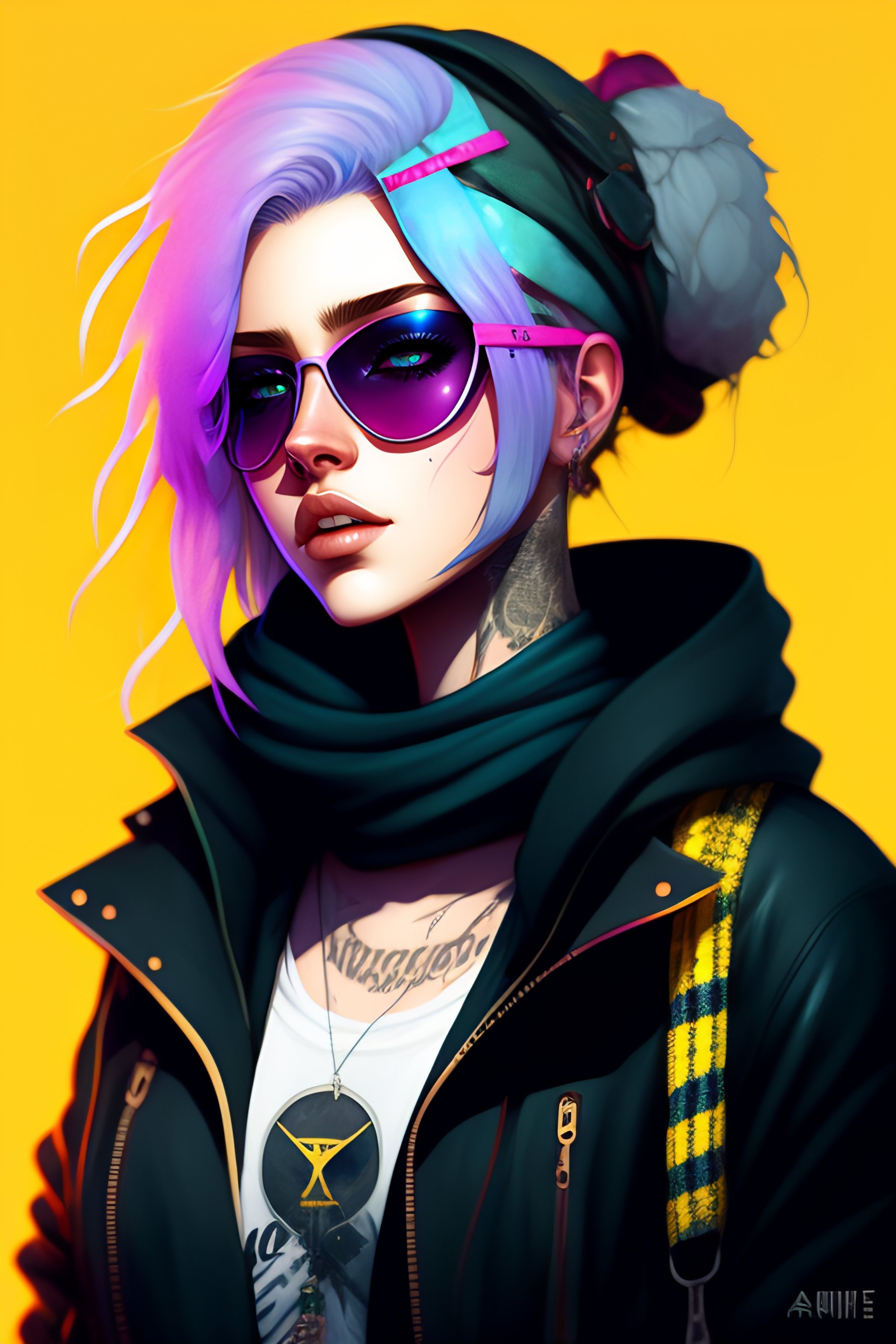 Lexica - Highly detailed portrait of a sewer emo punk woman student ...