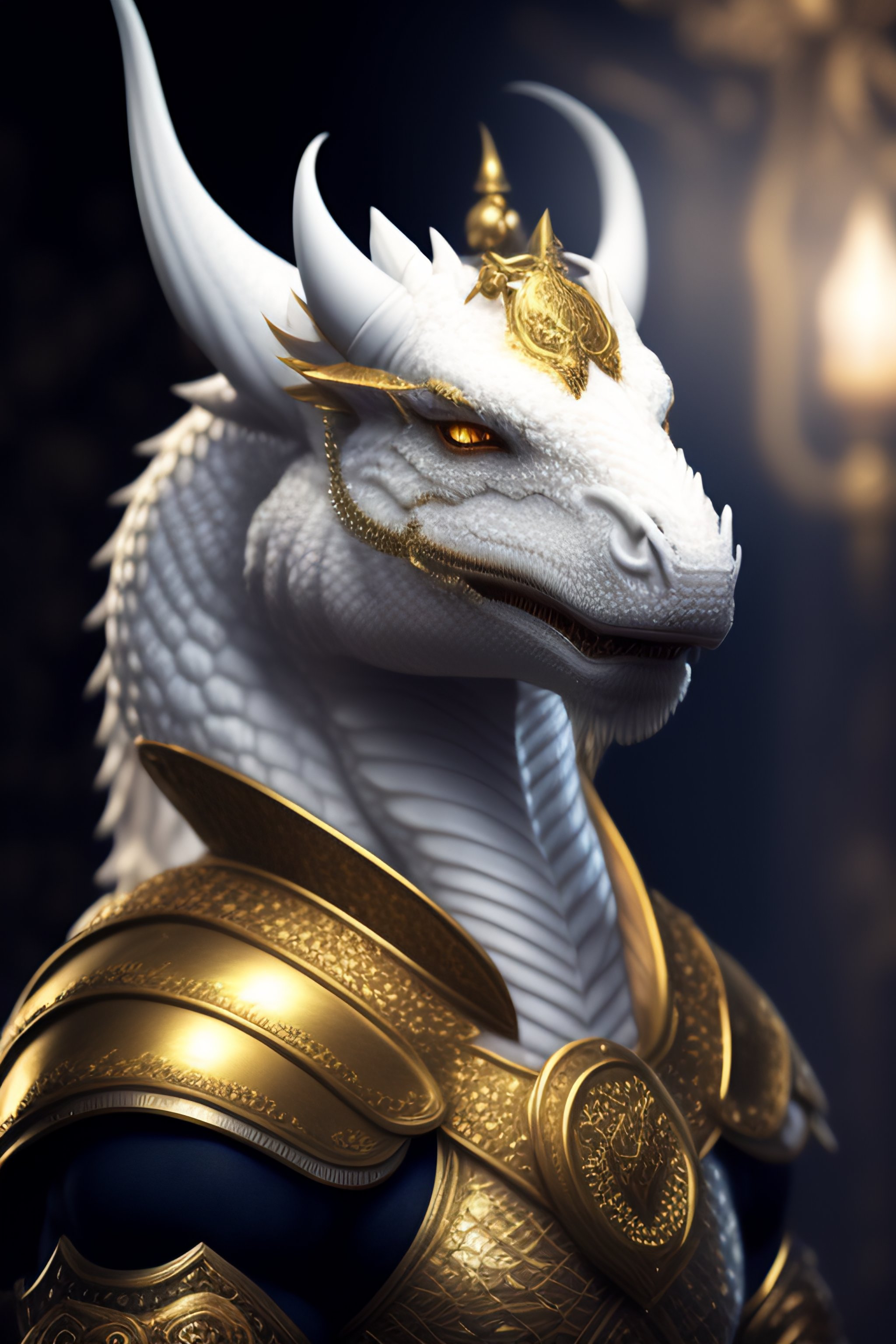 Lexica White Dragonborn With Golden Scales Wearing An Eye Patch