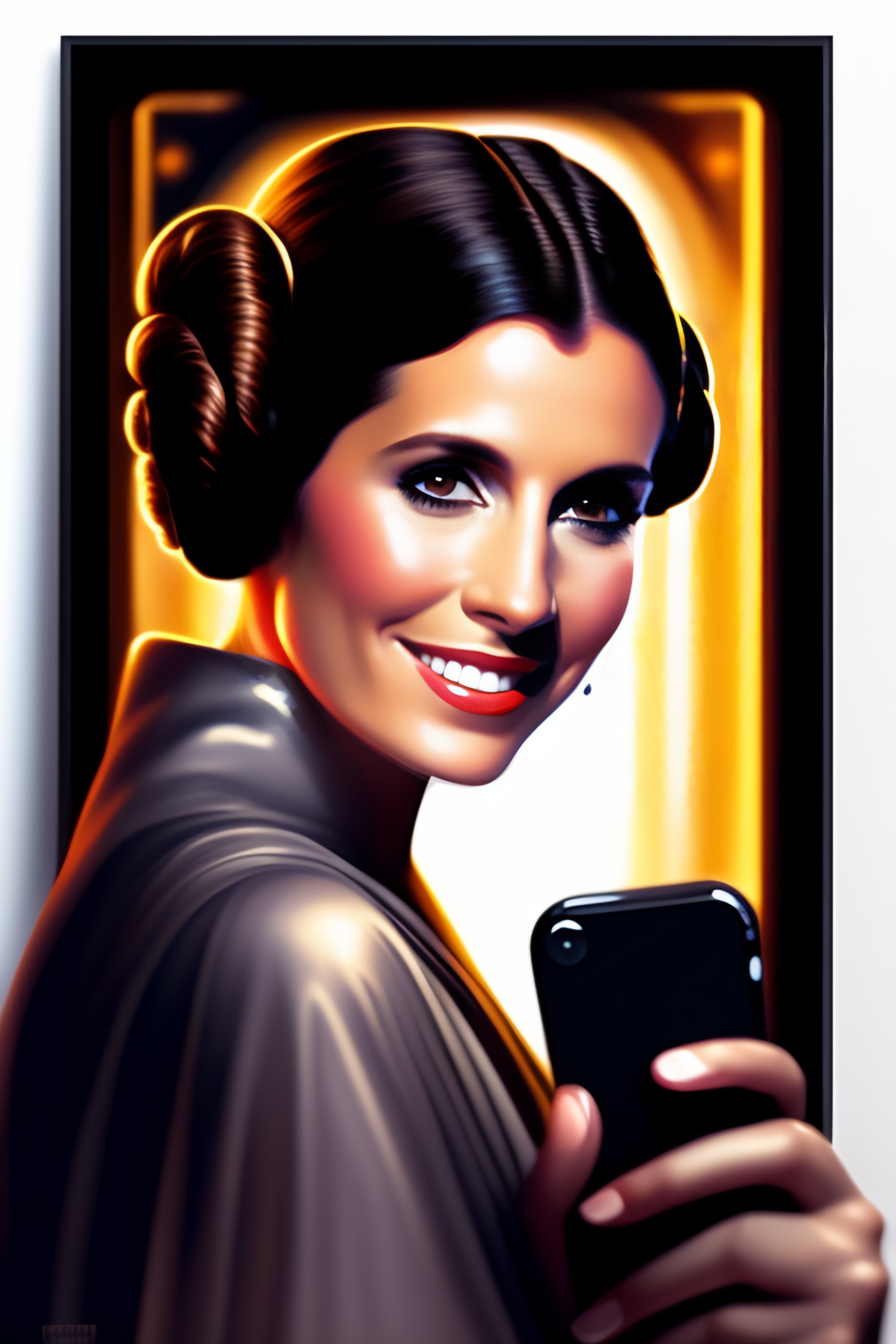 Lexica - Portrait of princess leia star wars taking a selfie smiling ...