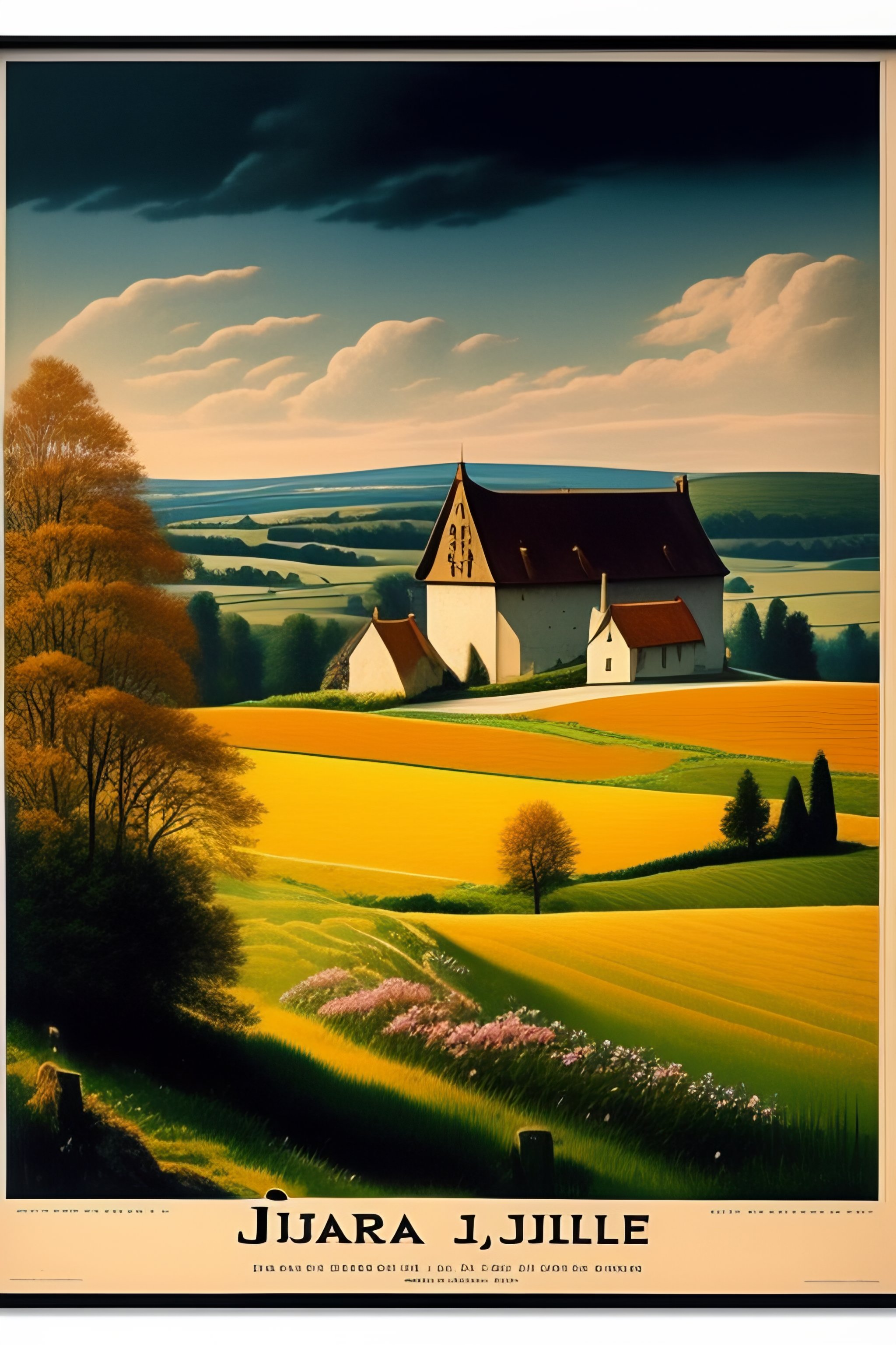 Lexica - Poster vintage 1900 paysage du Jura, collines vertes, forêt ...