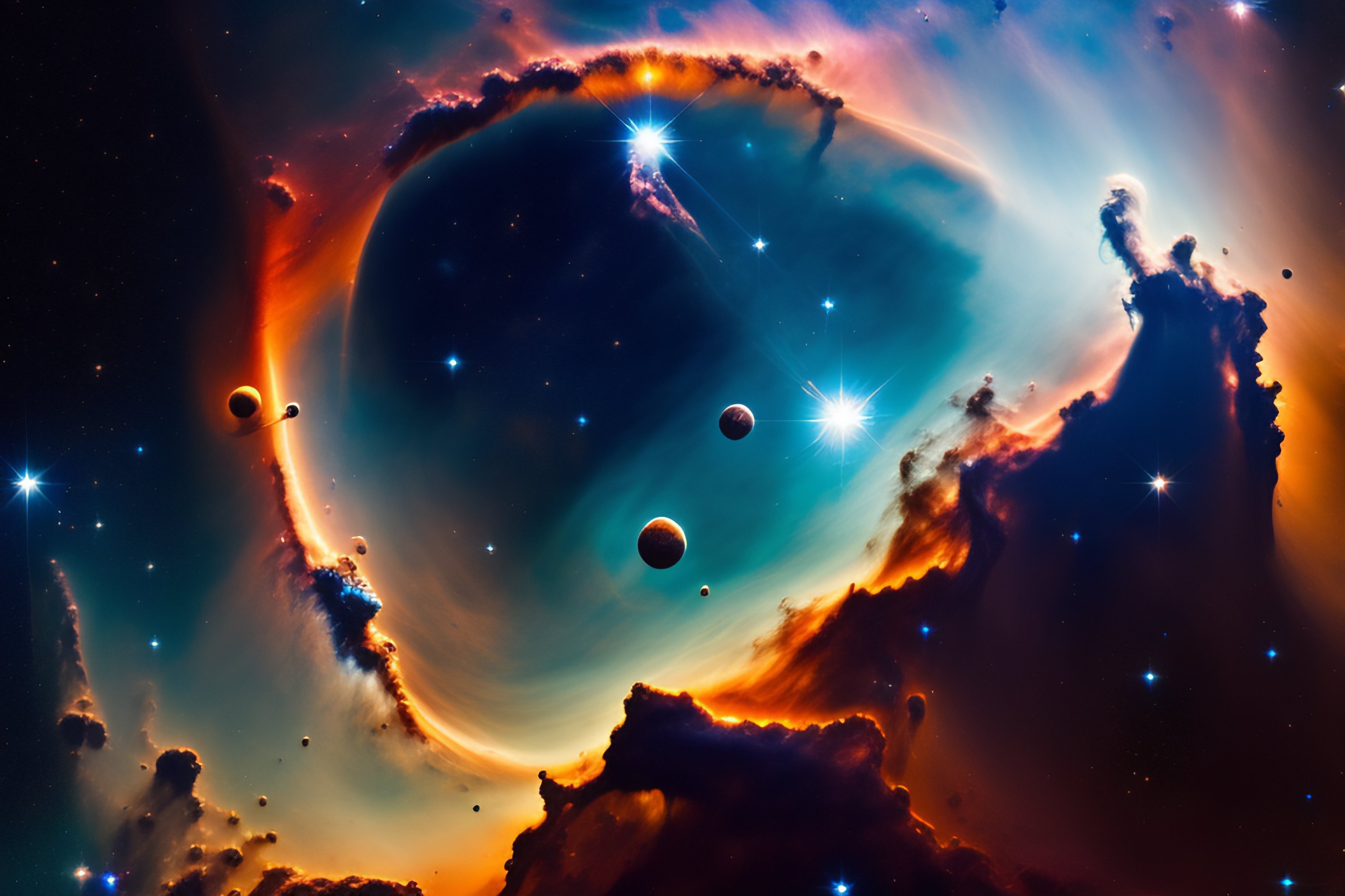 Lexica - Hubble stars , pillars of creation , space ship floating in ...