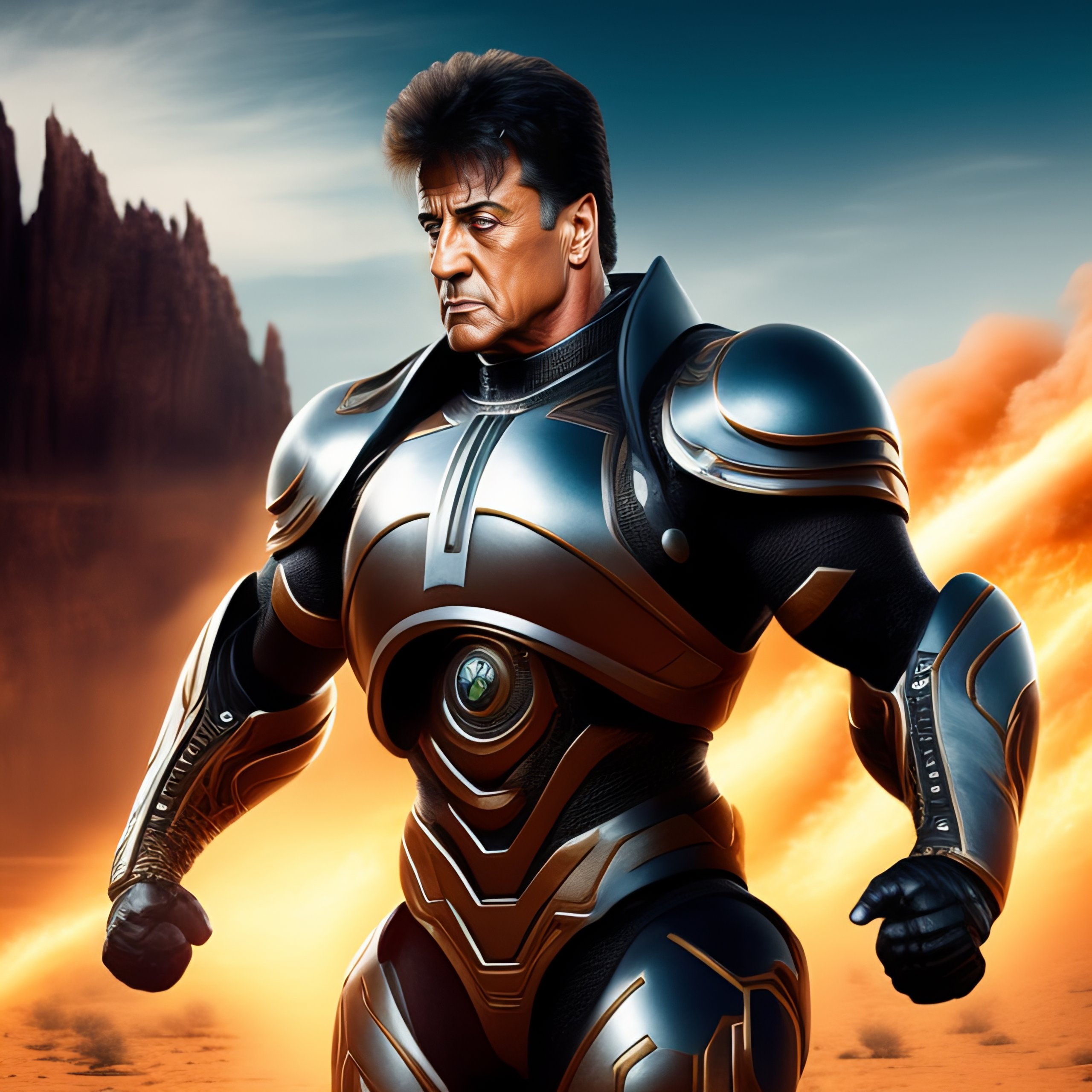 Lexica - Cyborg old sylvester stallone rock, part robot, futuristic ...