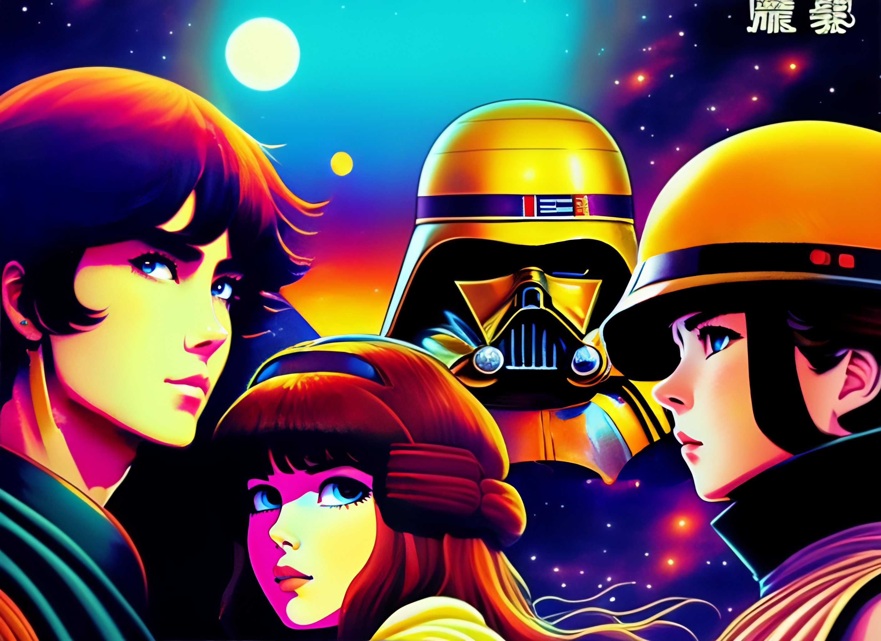 Lexica - Star wars, style of 80s anime, vibrant, ghibli, colourful, vader