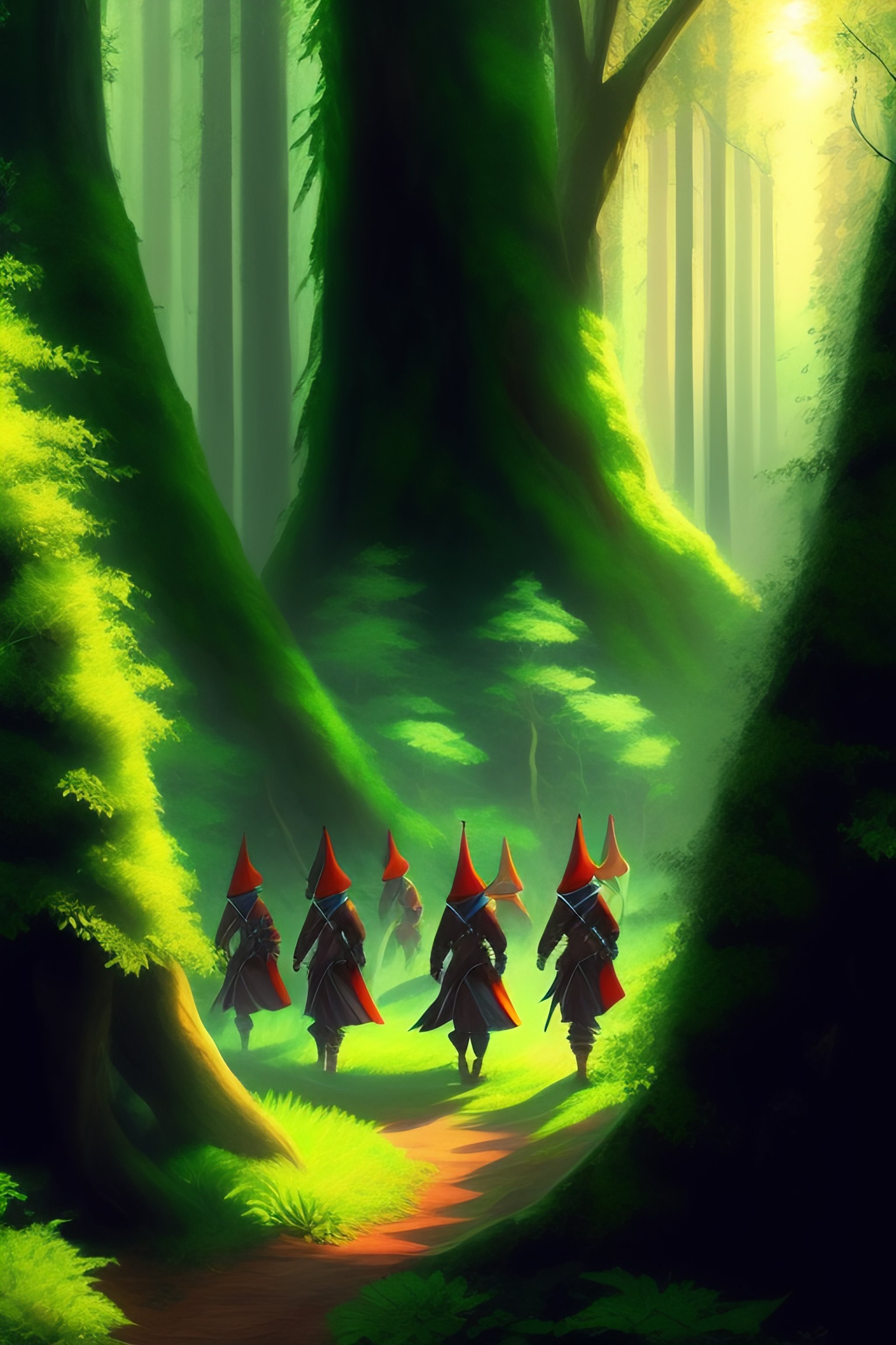 Lexica - An army of Elves marching through a forest with giant trees ...