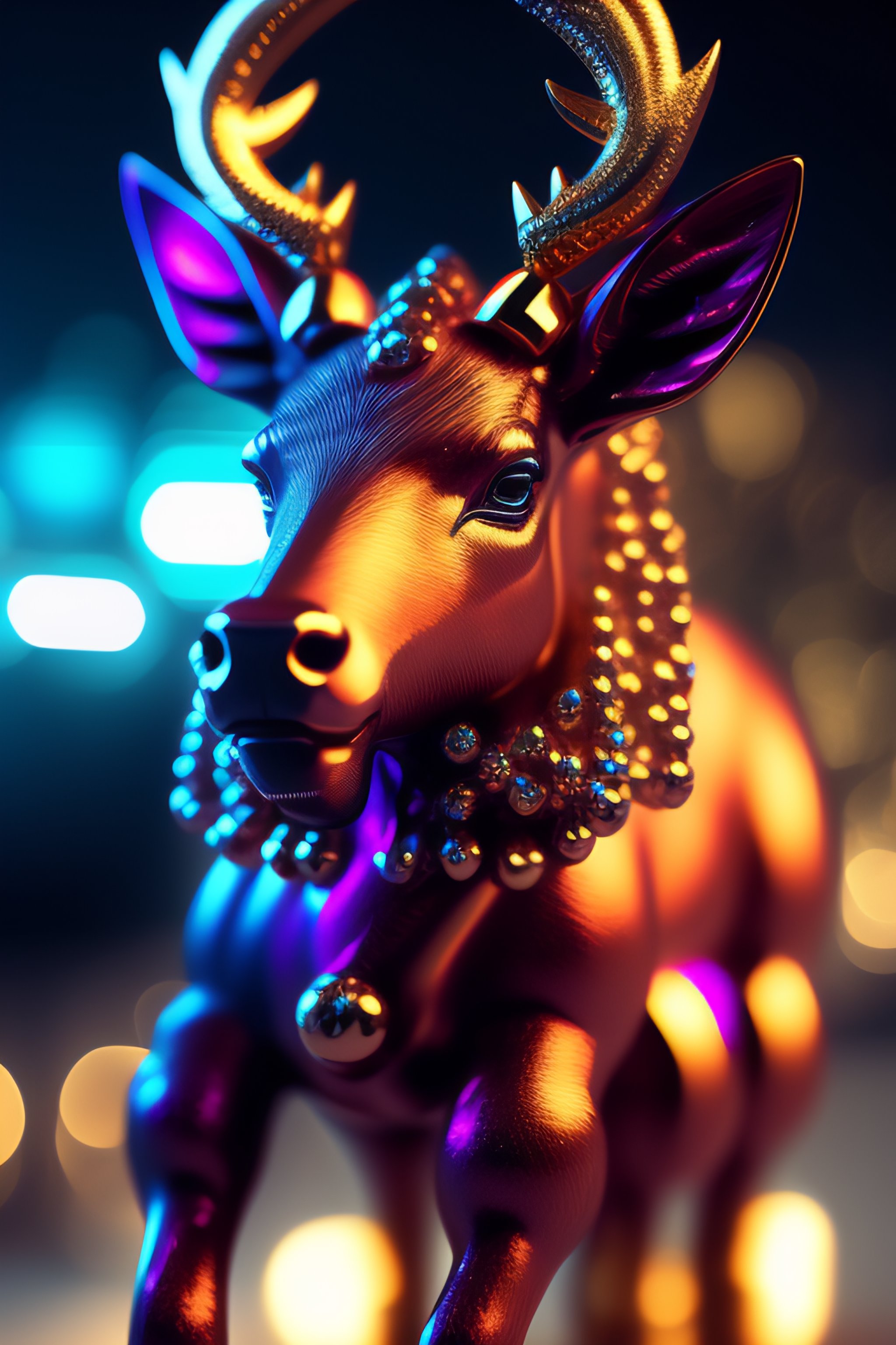 Lexica - Cyber punk reindeer armed with metallic guns