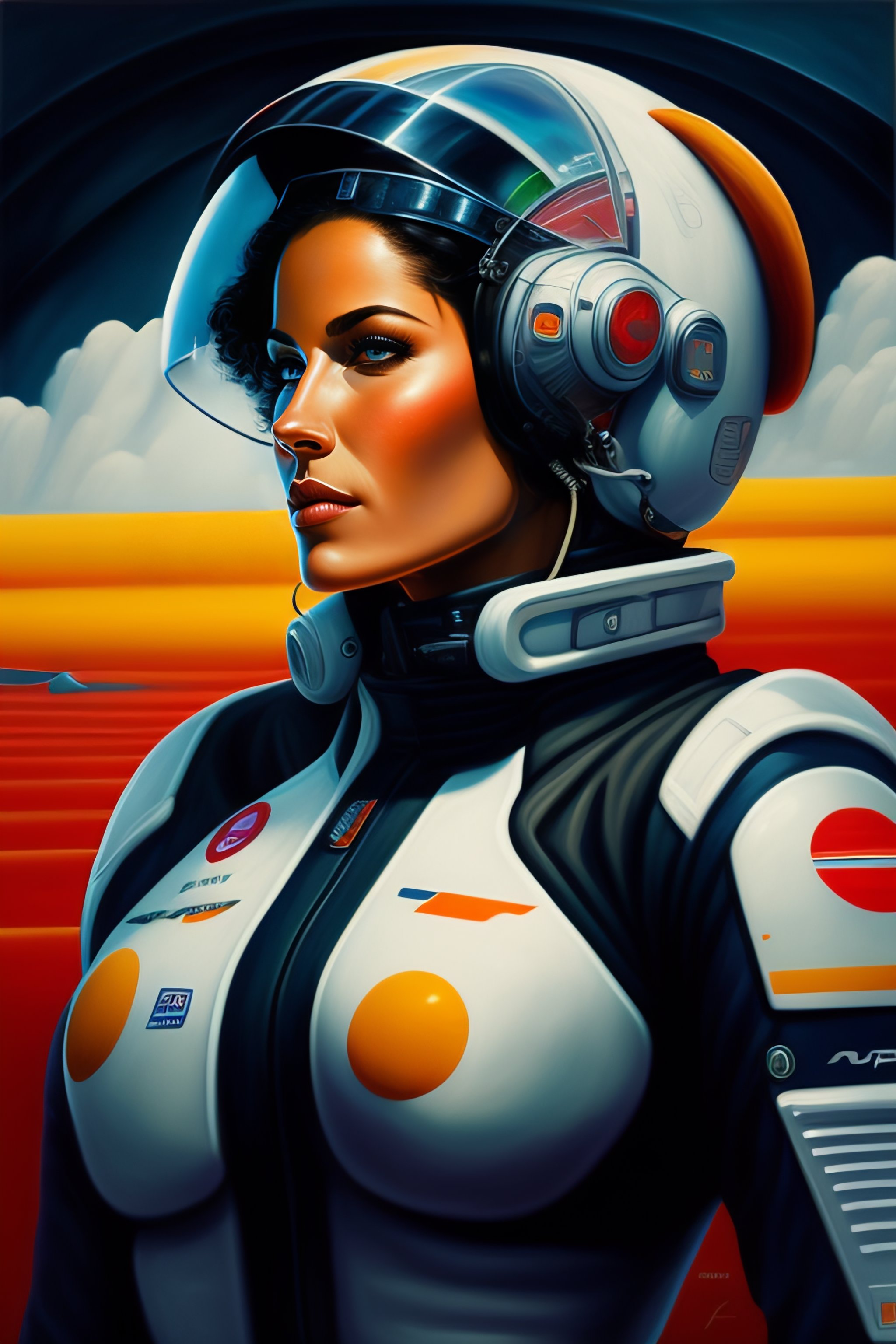 Lexica - Cyborg pilot, women,interior cockpit, low detail, 2d image ...
