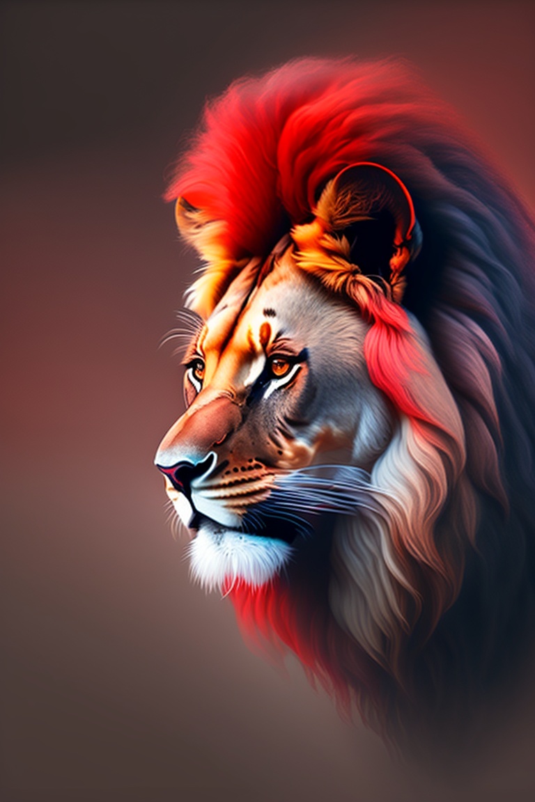 Lexica - Lion red skin color, black background scenery, high definition ...