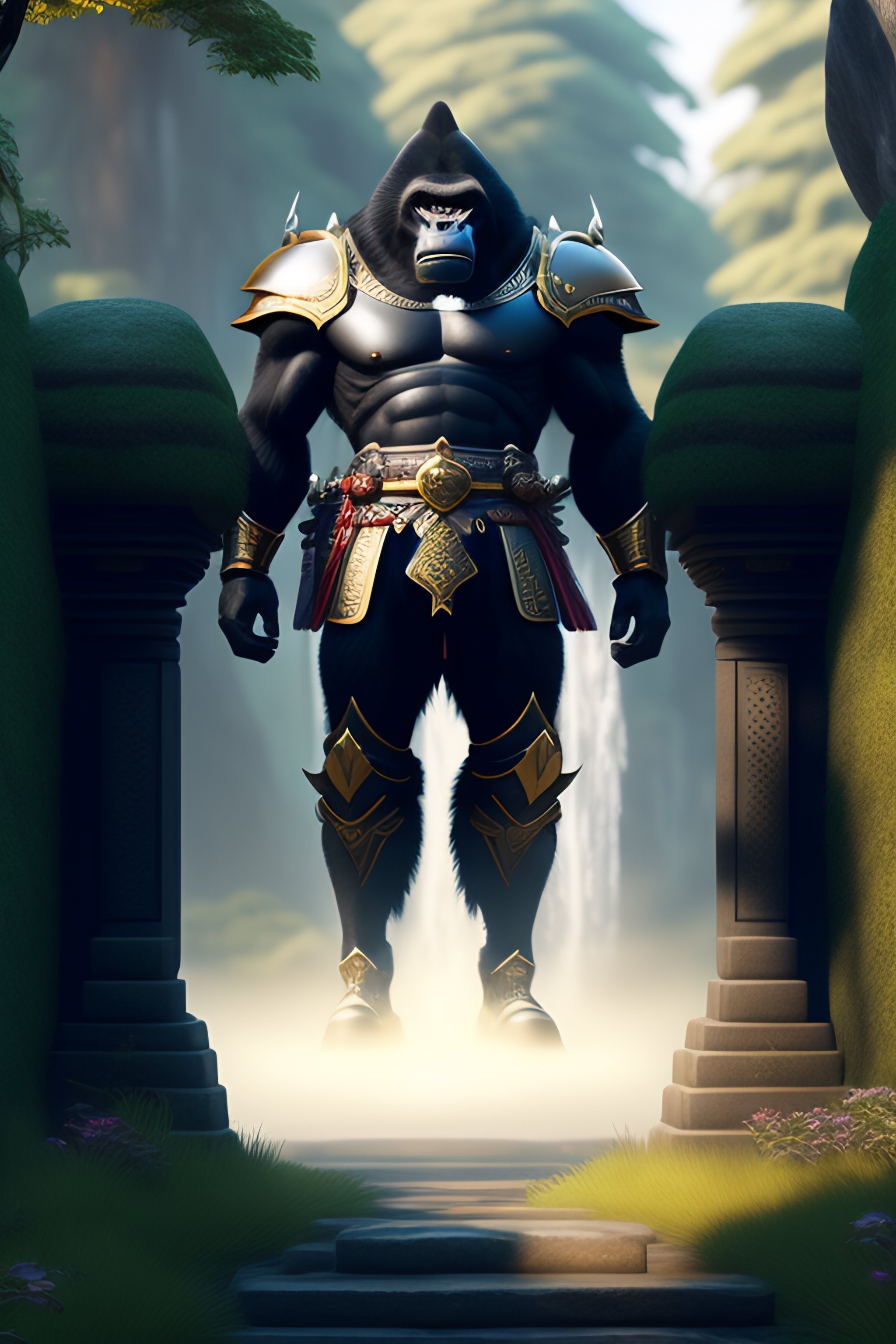 Lexica - A highly detailed matte painting of a Gorilla Samurai in full ...