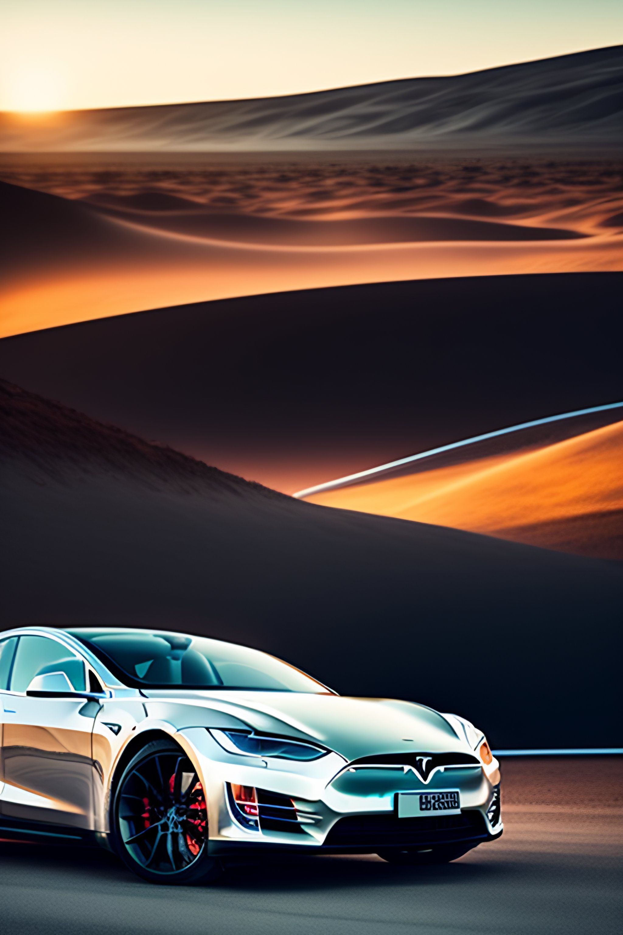 Lexica - Lionel Messi driving a tesla