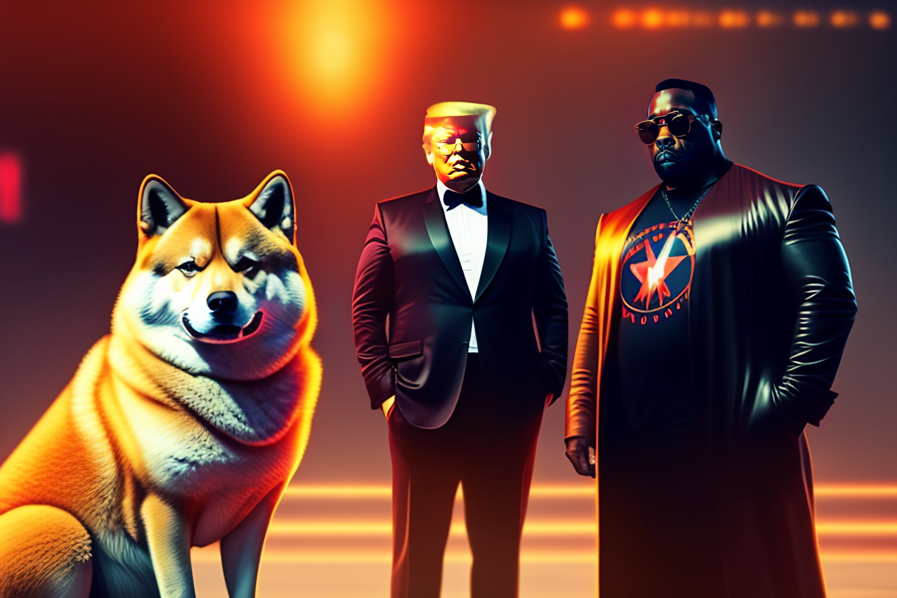 Lexica - Elon musk ,donald trump ,kayne west with sunglasses ,shiba inu ...